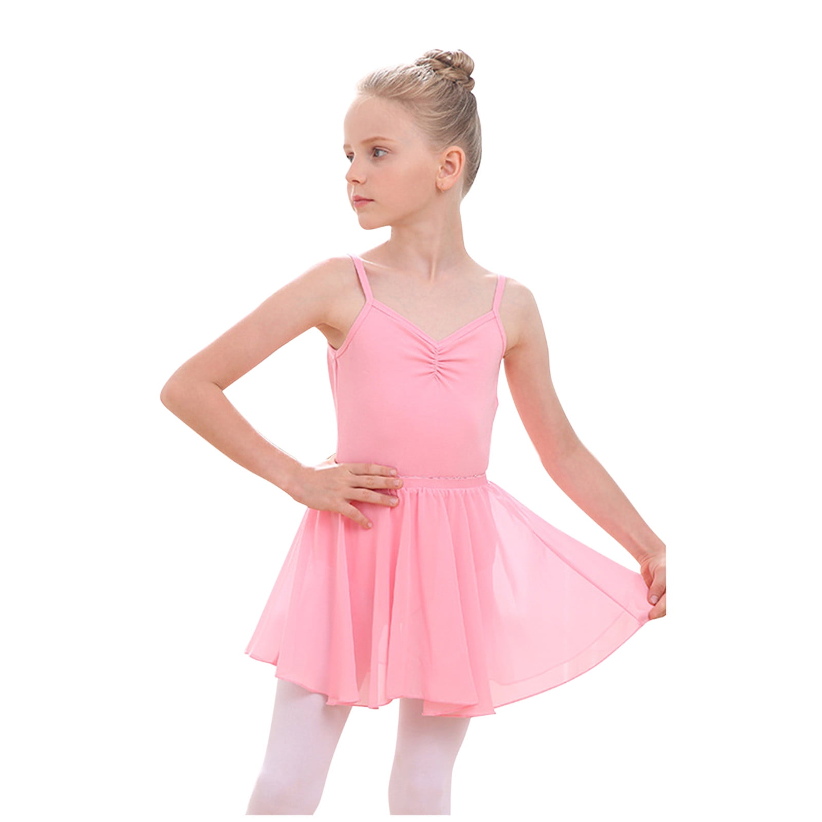 HAPIMO Girls's Ballet One-Piece Gym Suit Solid Mesh V Neck Lovely ...
