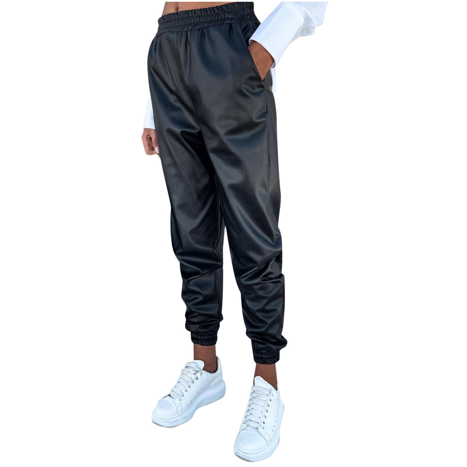 HAPIMO Leather Sweatpants Jogger Party Streetstyle Pants for Women ...