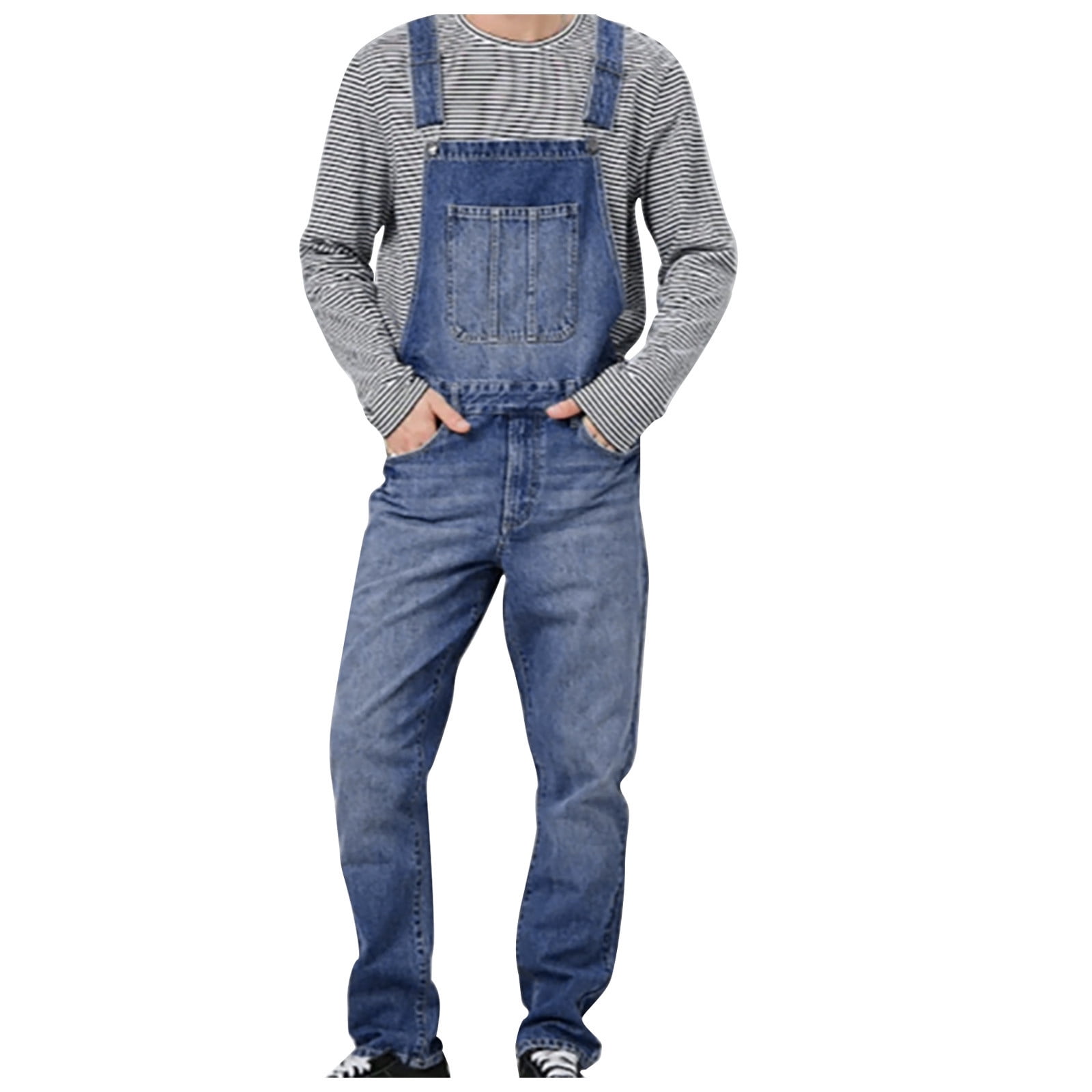 HAPIMO Men's Denim Straight Overalls Summer Discount Comfy Sale Solid ...