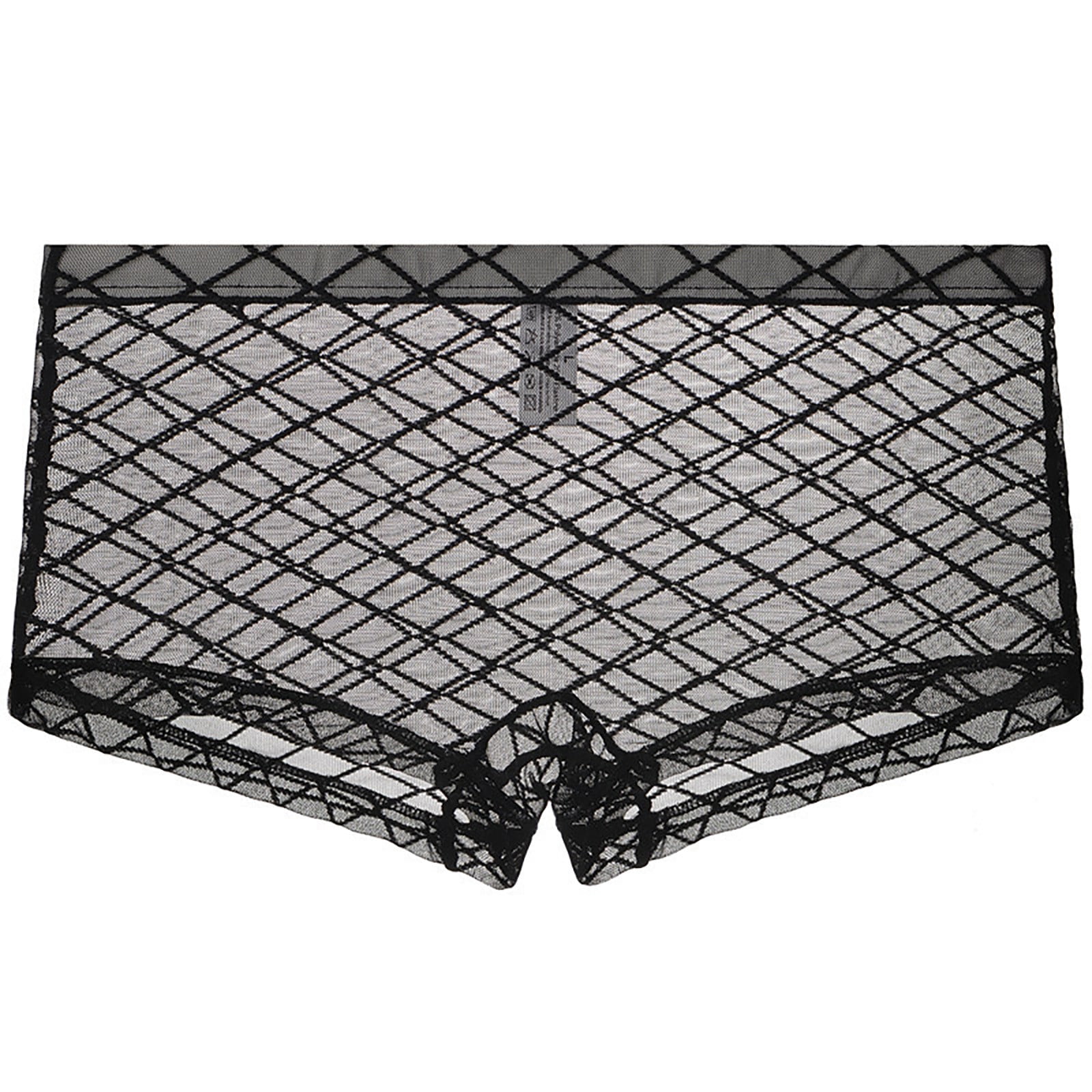 HAPIMO Mens Breathable Boxer Shorts Lip See Sexy Through Underpants ...