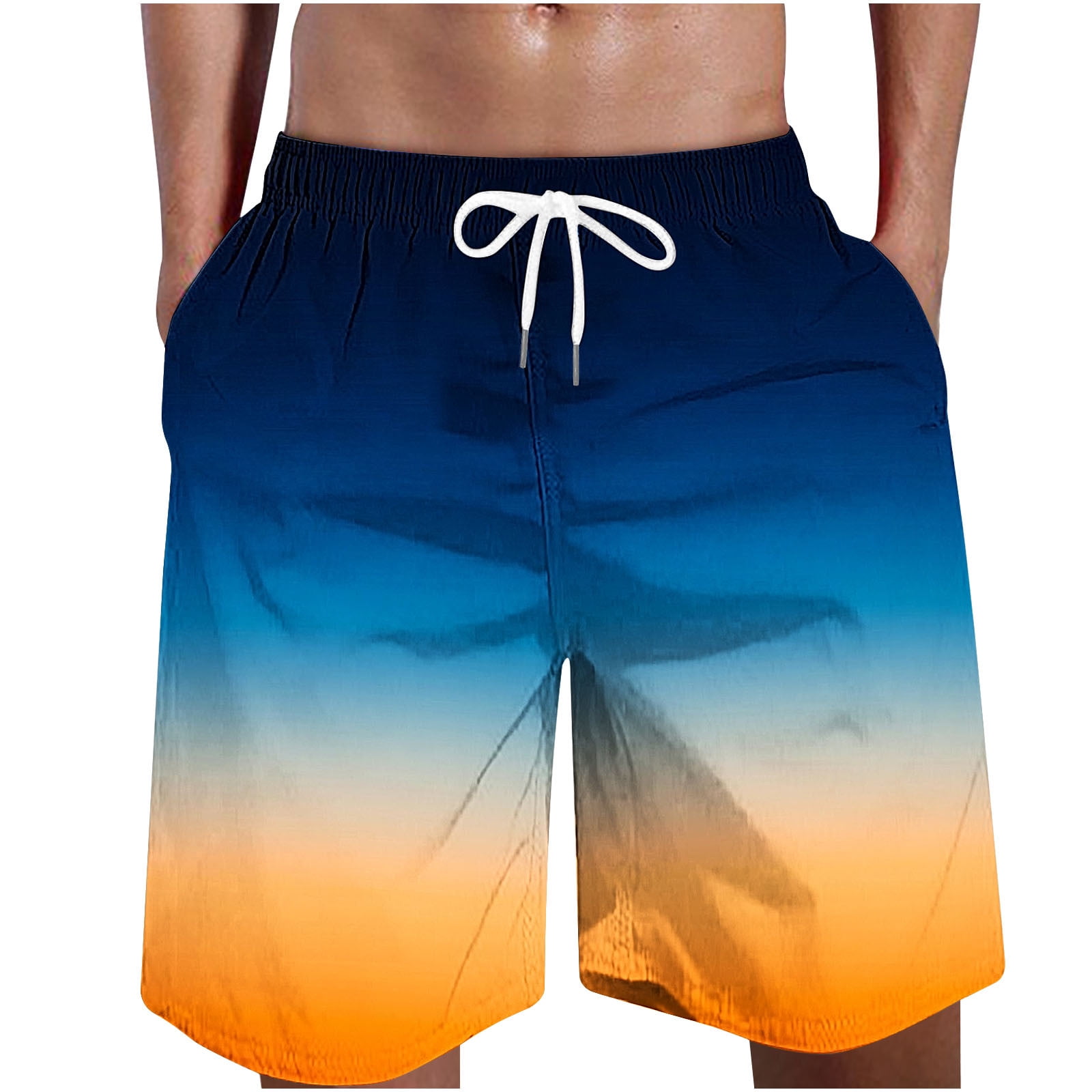 HAPIMO Mens Trends Swim Trunks Elastic Waist Lace-up Bathing Suits ...