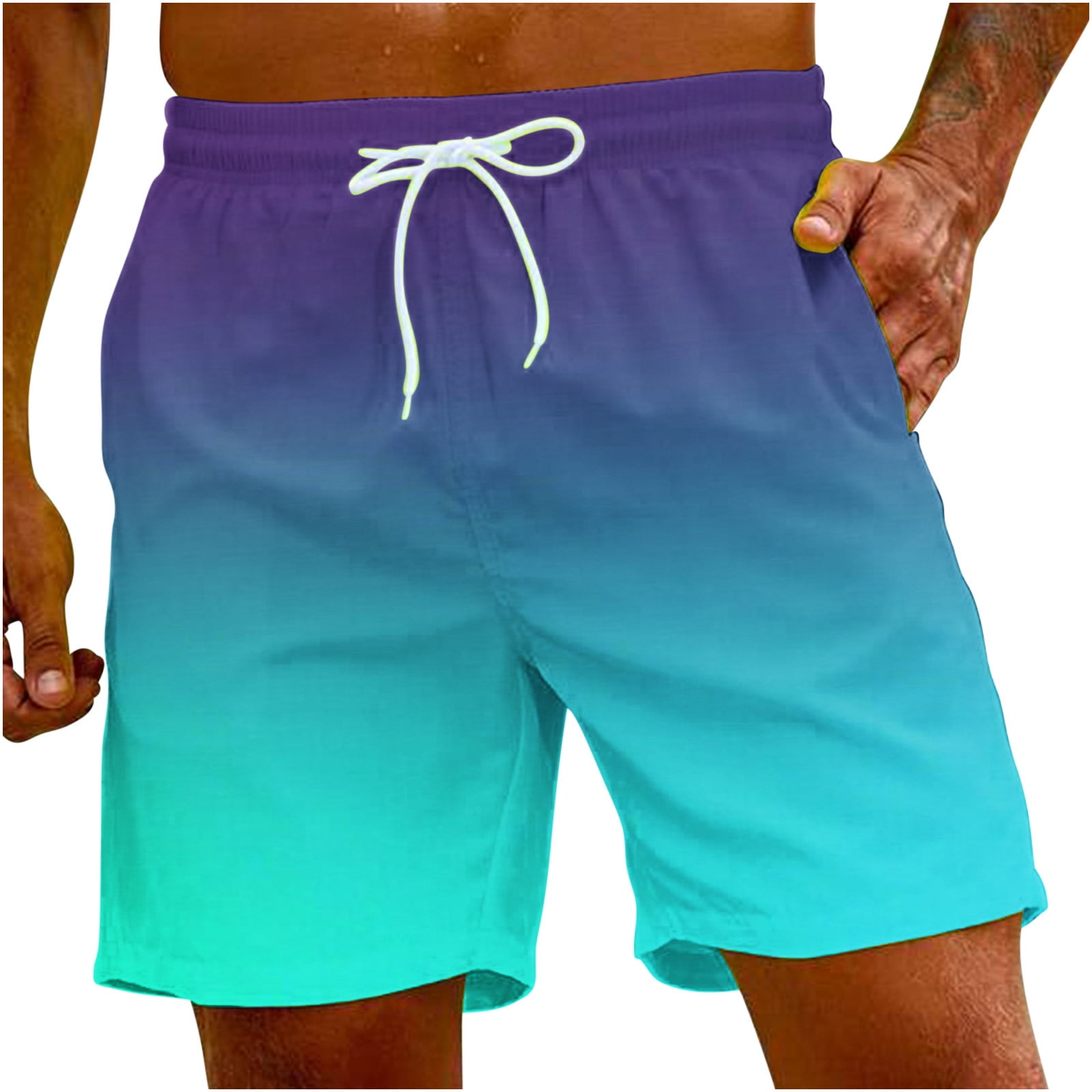 HAPIMO Mens Trends Swim Trunks Elastic Waist Lace-up Bathing Suits ...