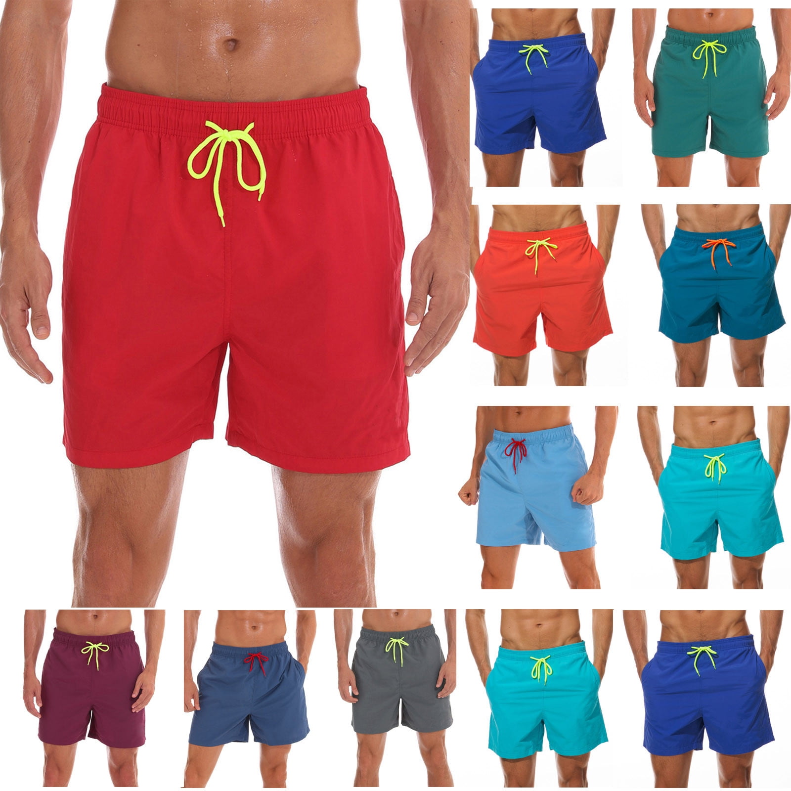 HAPIMO Mens Trends Swim Trunks Solid Color Print Trousers Board Shorts ...