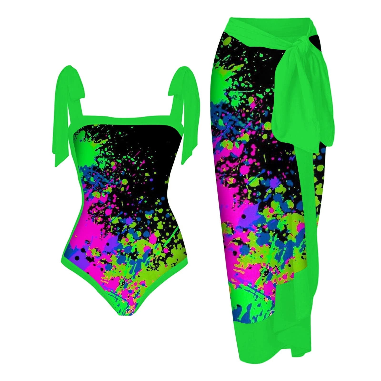 HAPIMO One Piece Monokini Sets Swimsuit Sleeveless Bathing Suit Vintage ...