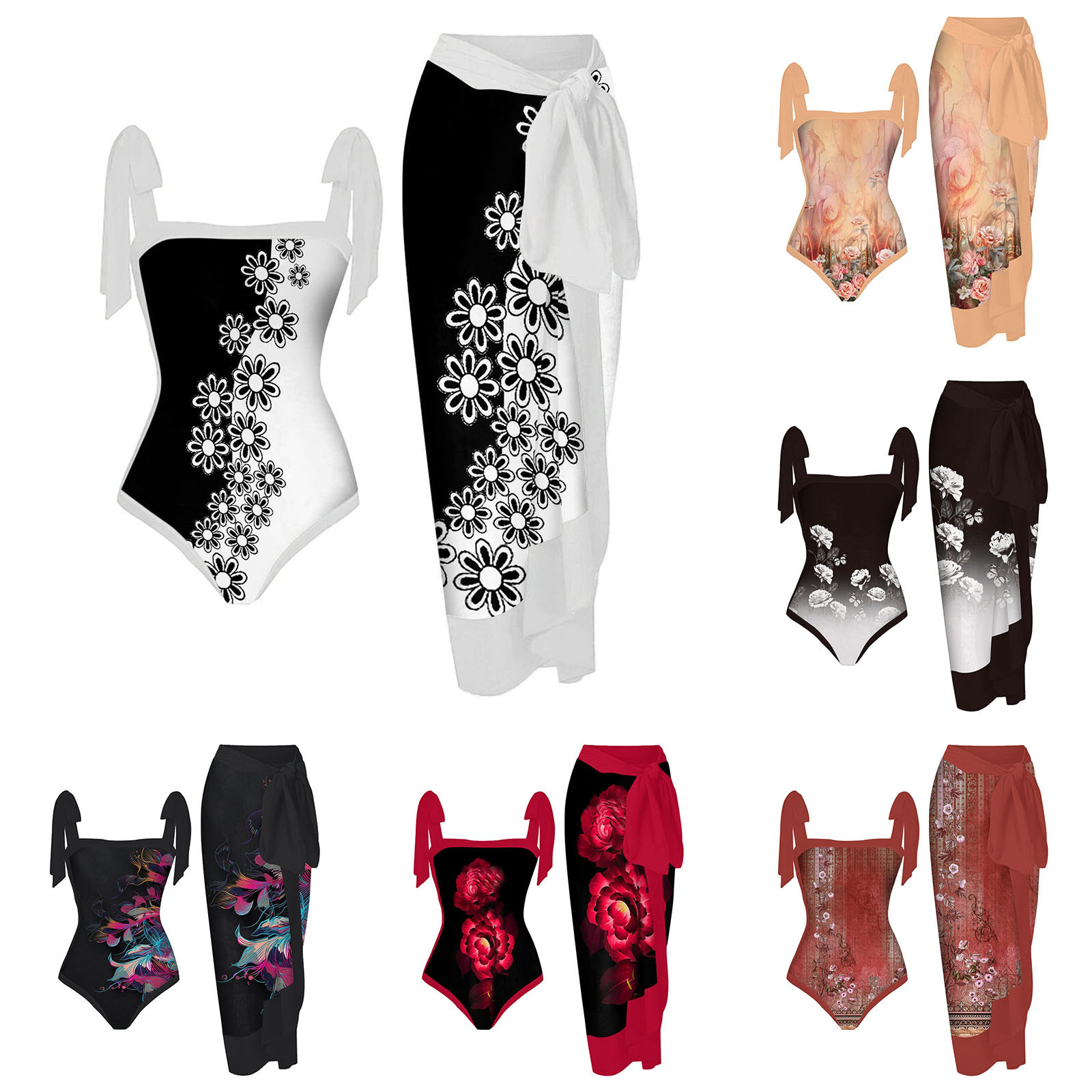 HAPIMO One Piece Monokini Sets Swimsuit Sleeveless Bathing Suit Vintage ...