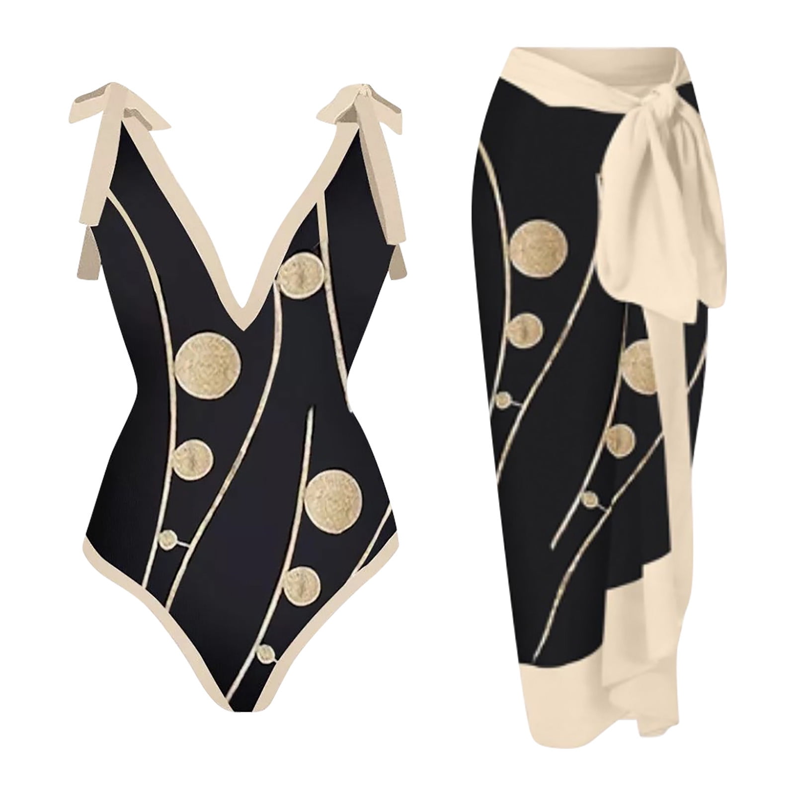 HAPIMO One Piece Monokini Sets Swimsuit Sleeveless Bathing Suit Vintage ...
