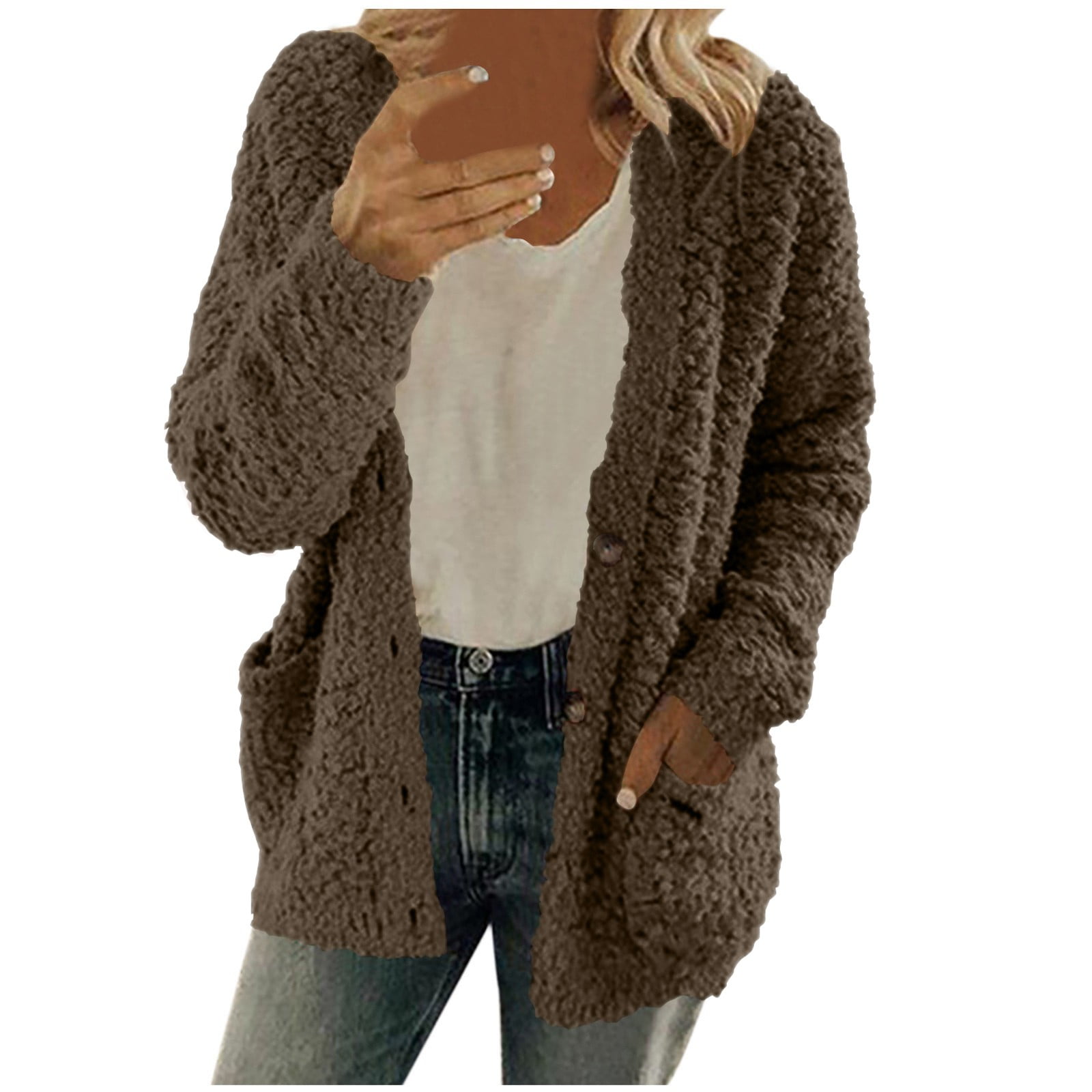HAPIMO Rollbacks Womens Fashion Open Front Fuzzy Cardigan Sweaters ...