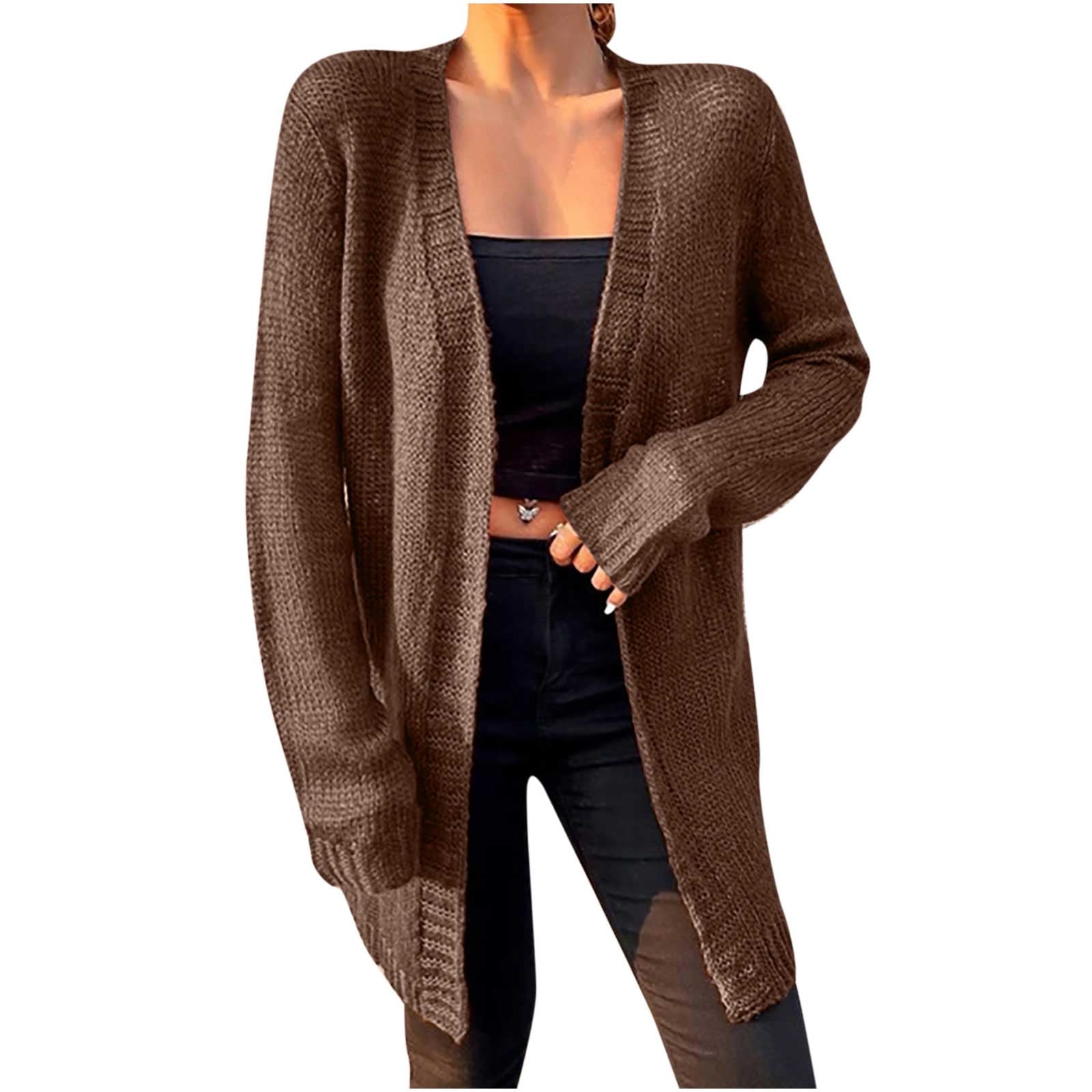 HAPIMO Sales Stylish Cable Knit Dual Pocket Cardigan Long Ankle Length ...