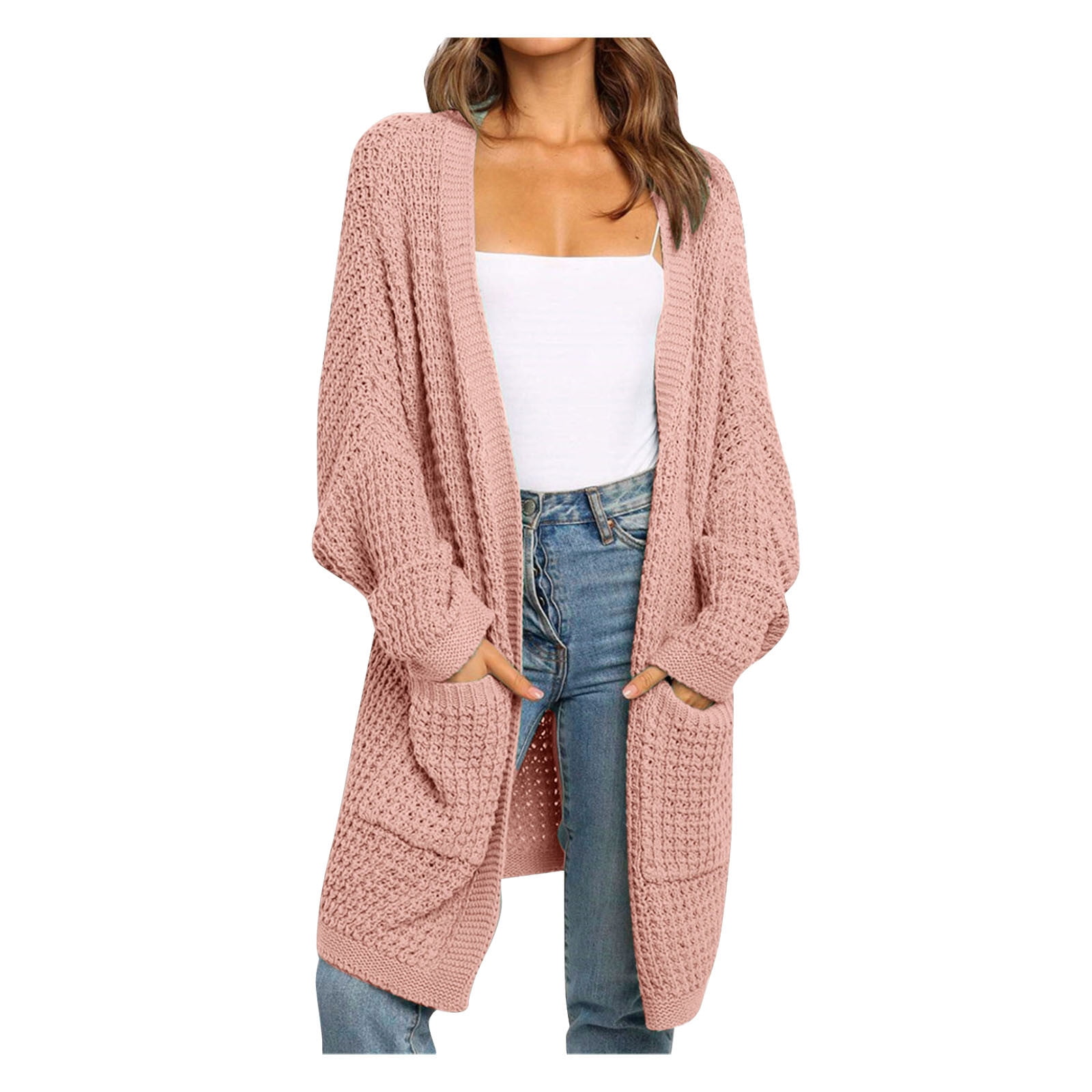 HAPIMO Sales Stylish Cable Knit Dual Pocket Cardigan Long Ankle Length ...