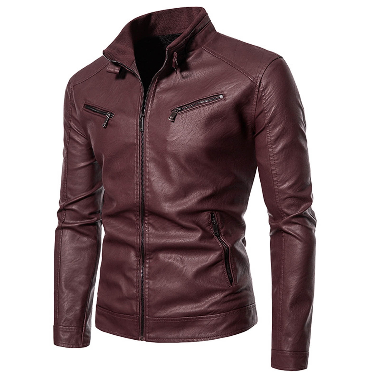 HAPIMO Savings Men's Bomber Large Size Leather Jacket Clip Cotton ...