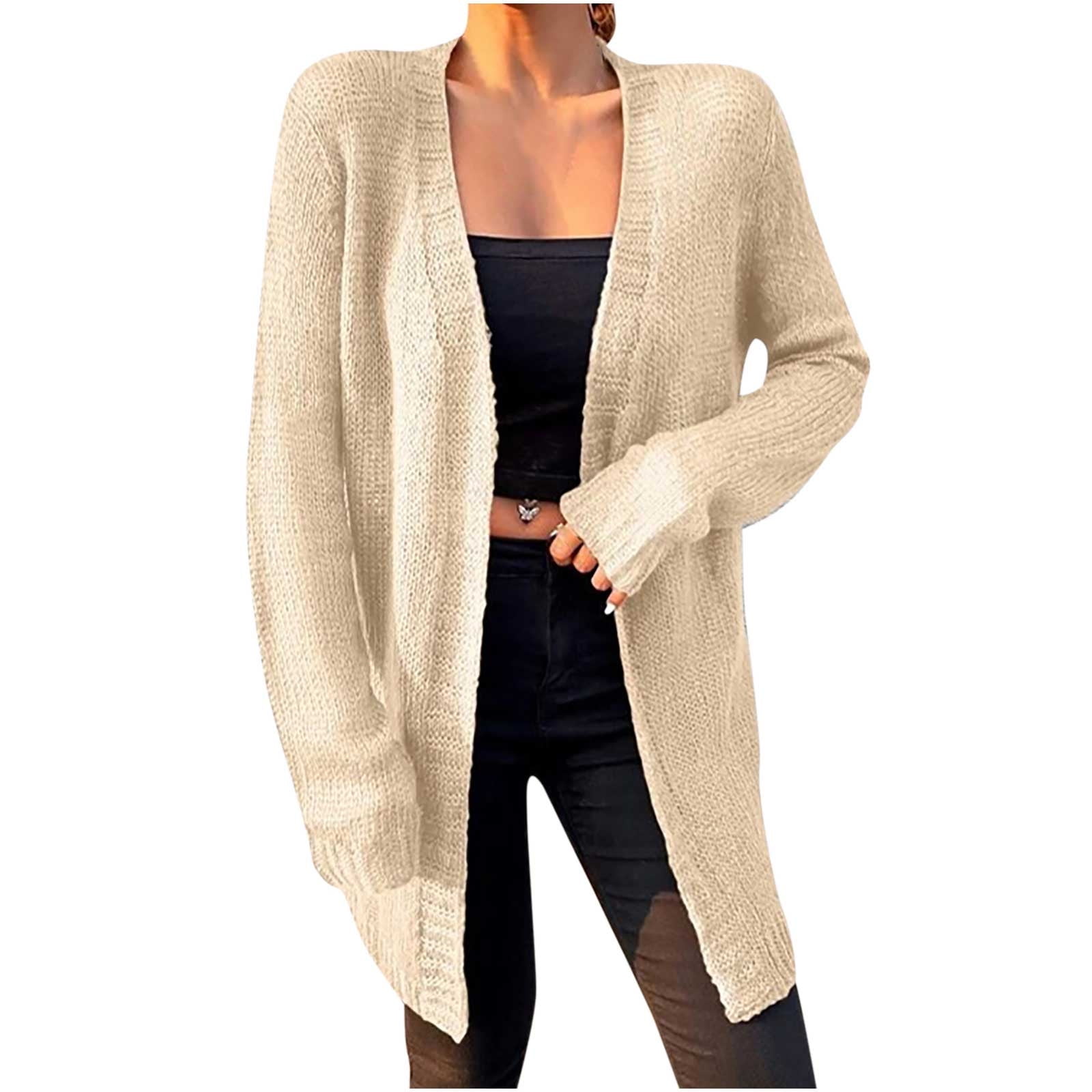 HAPIMO Savings Stylish Cable Knit Dual Pocket Cardigan Long Ankle ...