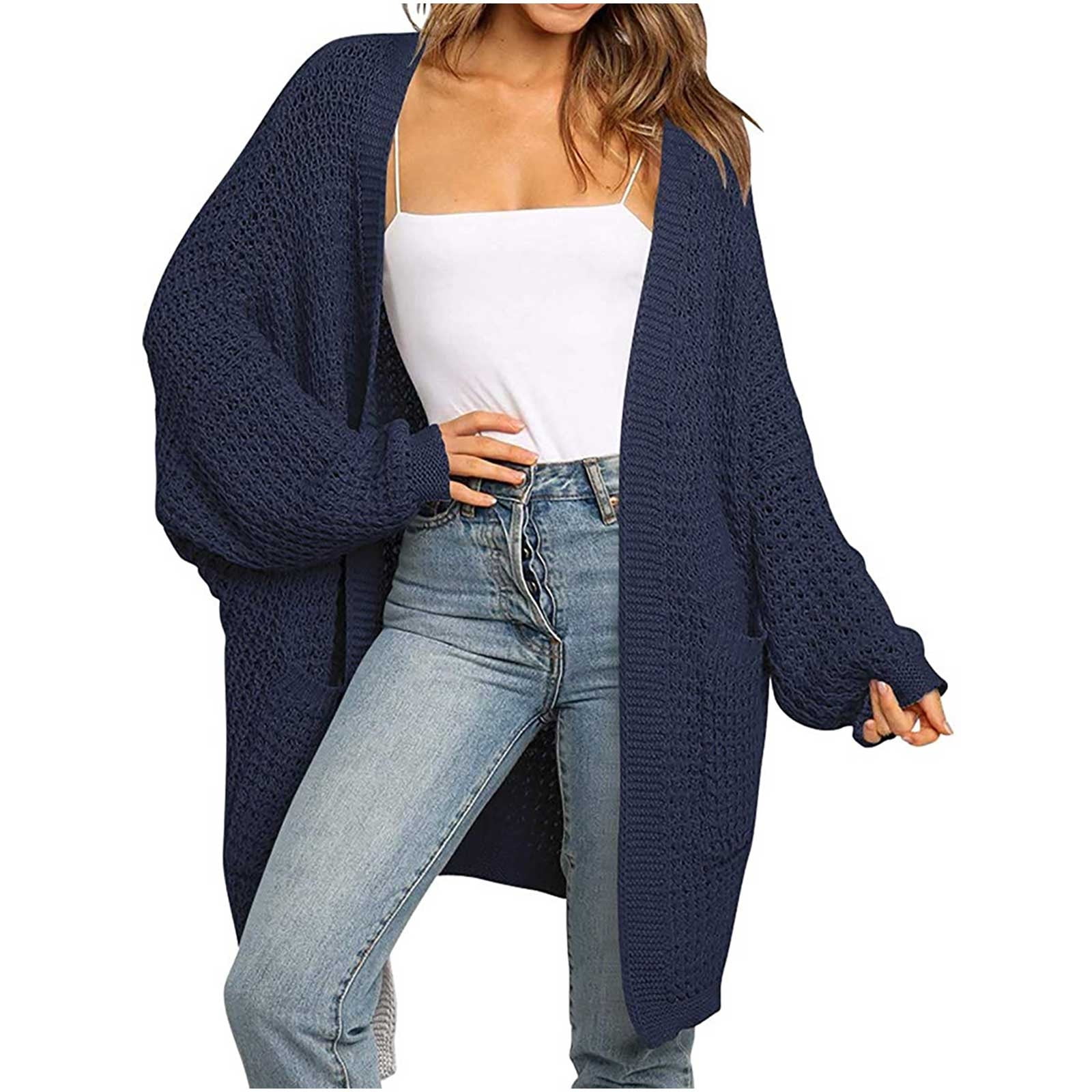 HAPIMO Stylish Cable Knit Dual Pocket Cardigan Long Ankle Length Floor ...