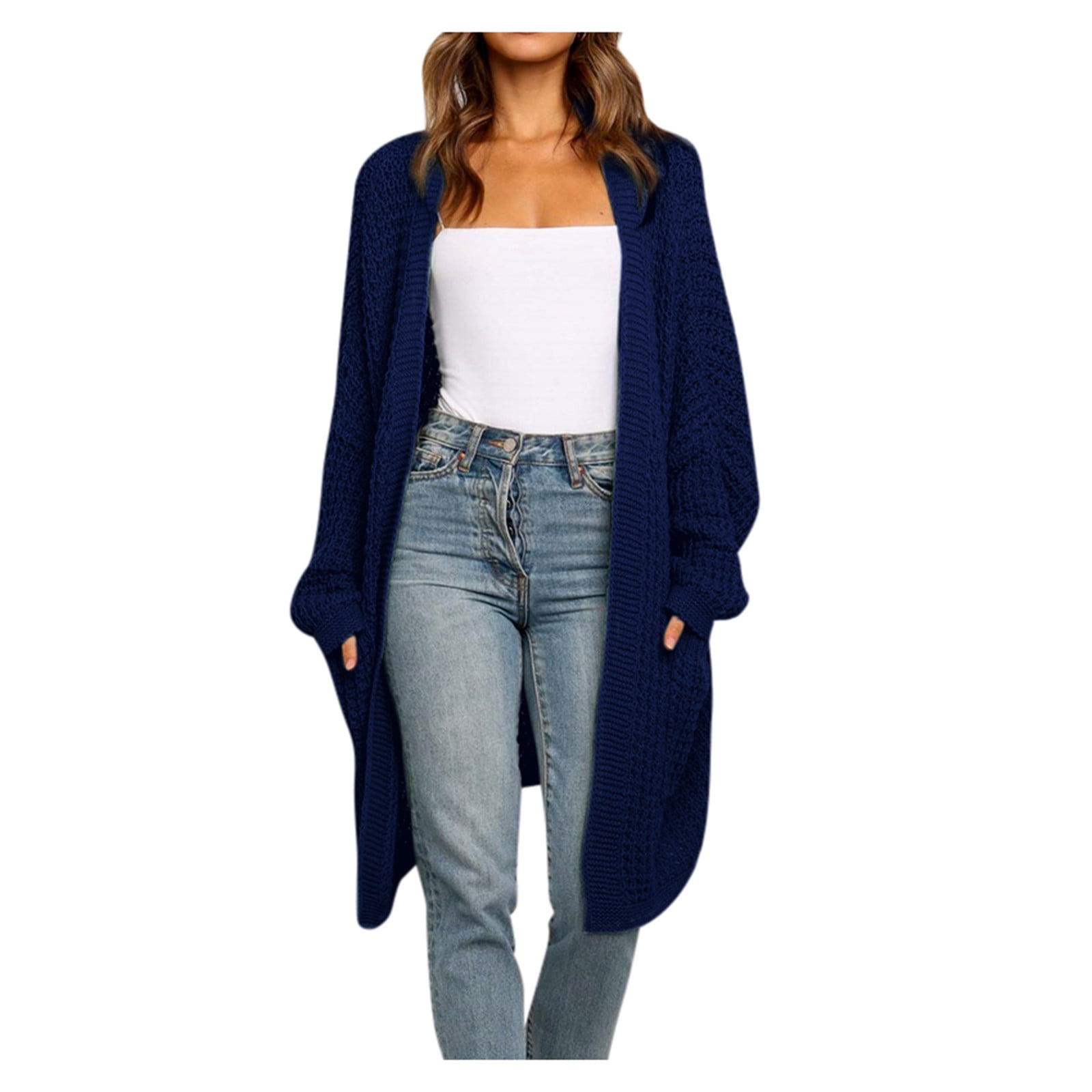 HAPIMO Savings Stylish Cable Knit Dual Pocket Cardigan Long Ankle ...