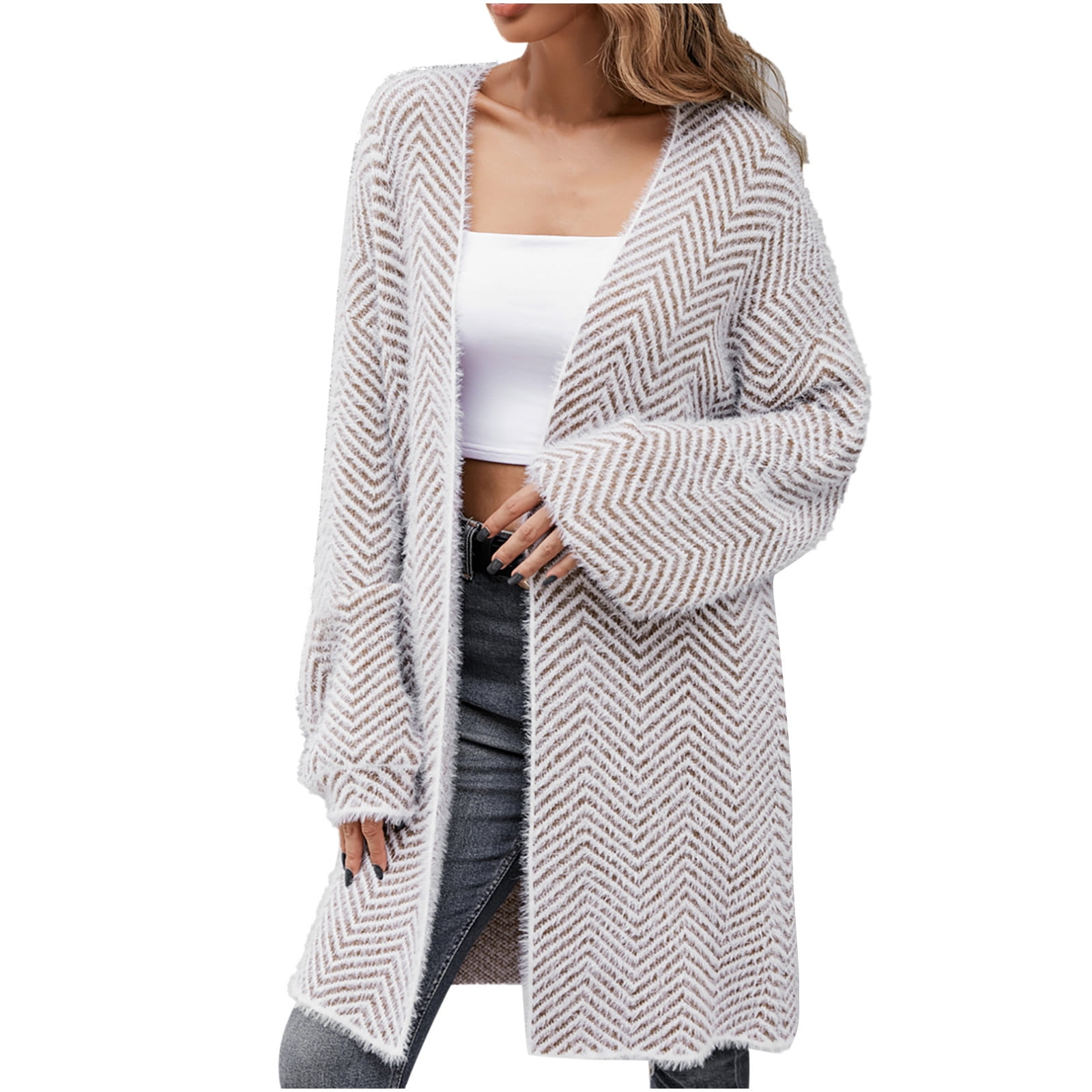 HAPIMO Stylish Cable Knit Dual Pocket Cardigan Long Ankle Length Floor ...
