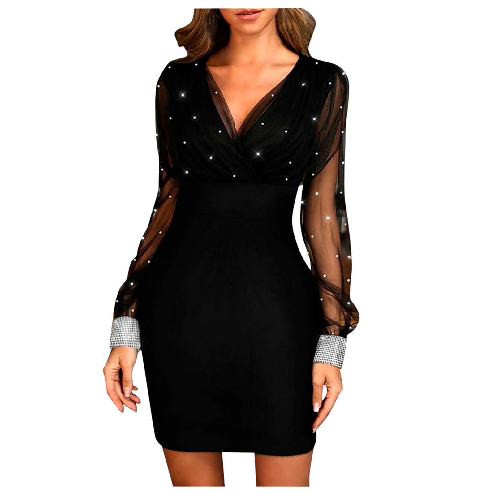 HAPIMO Summer Mini Bodycon Pencil Dress for Women Sale Solid Sequin ...