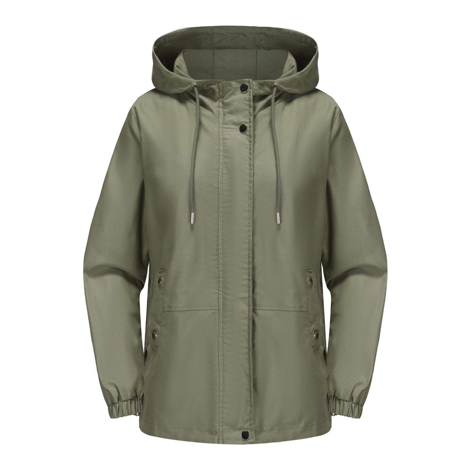 HAPIMO Vintage Womens Coated Rain Jacket with Hood -Light Windbreaker ...