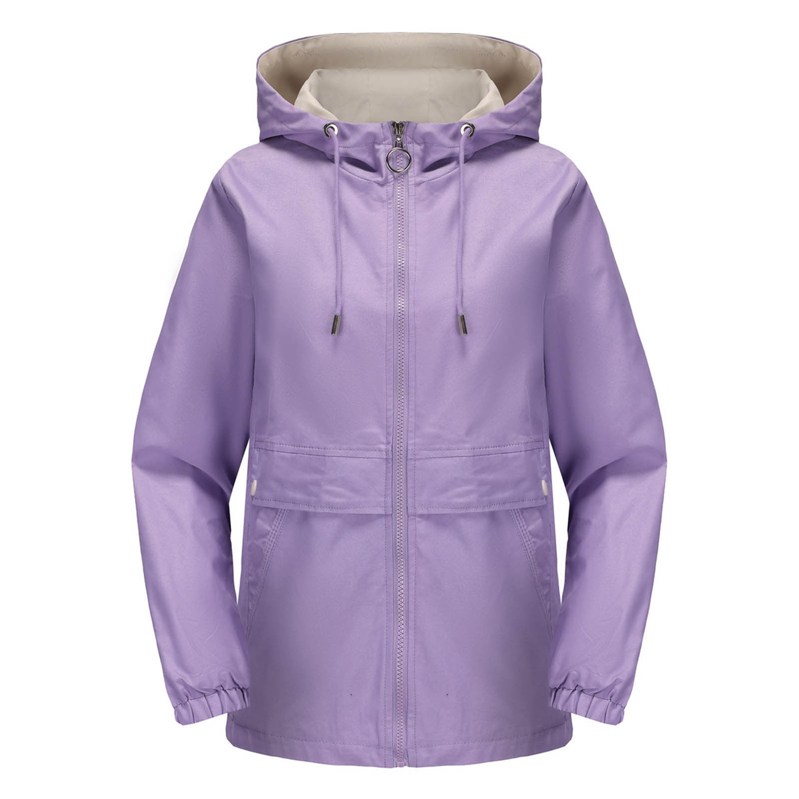 HAPIMO Vintage Womens Coated Rain Jacket with Hood -Light Windbreaker ...