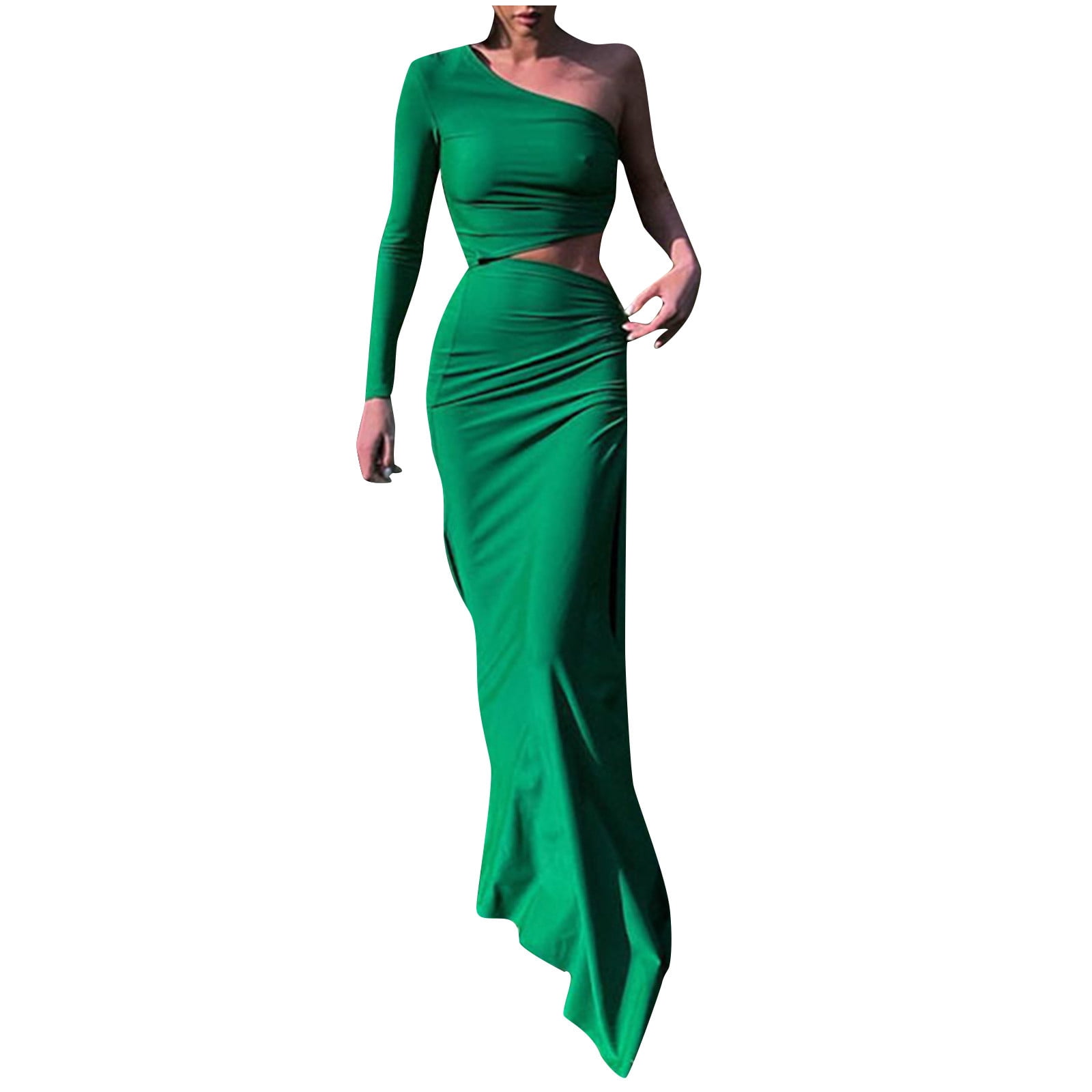 HAPIMO Women's Bodycon Split Dress Solid Color Tops Off Shoulder Short ...