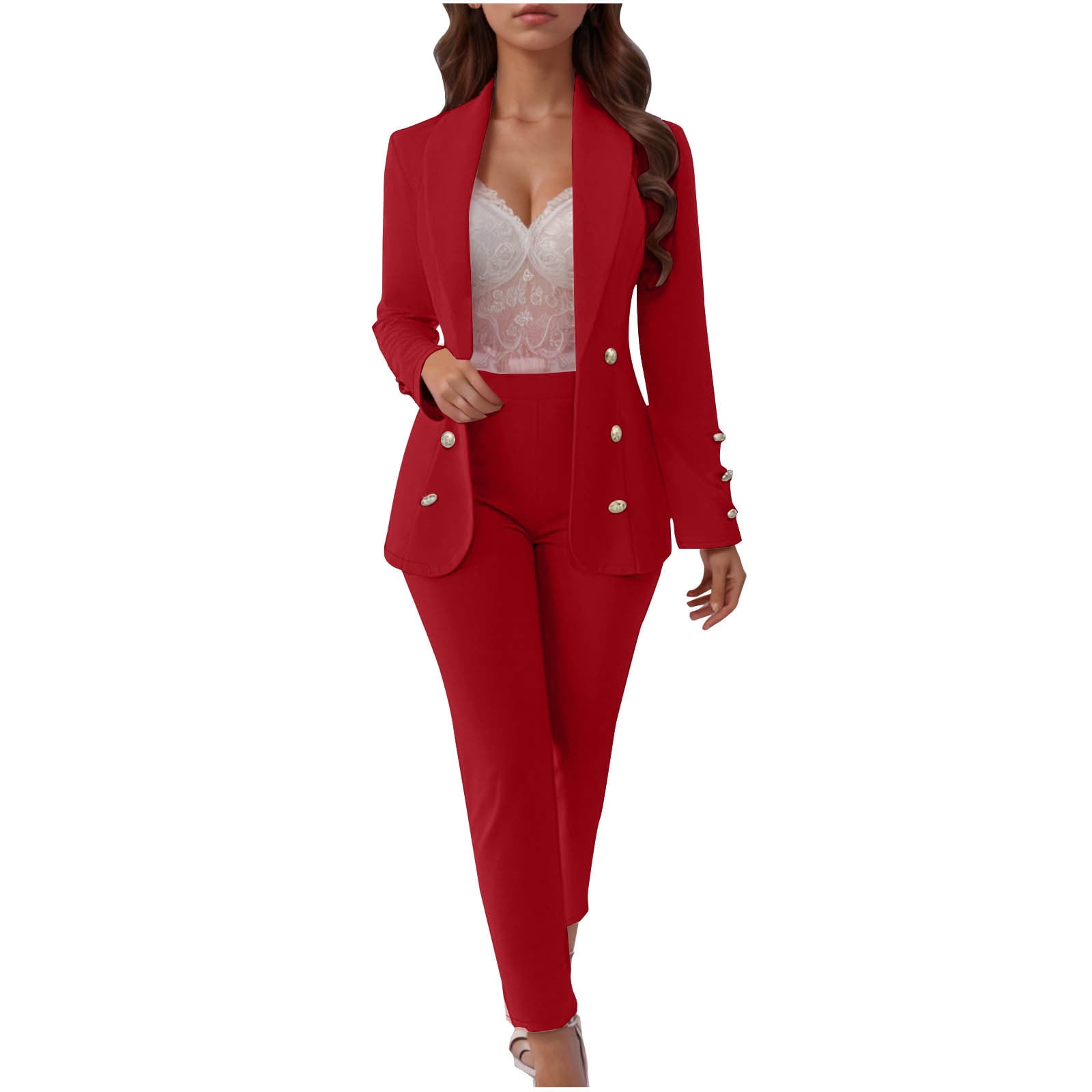 HAPIMO Women's Suits for Work Business Attire 2 Piece Blazer Pants Set ...