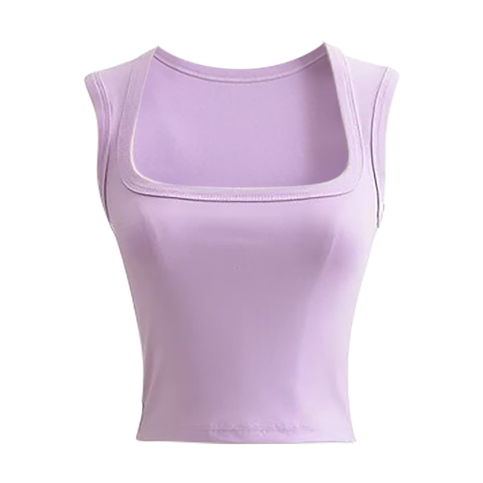 HAPIMO Women's Summer Tank Tops Ribbed Crop Camisole Round Neck Blouse Casual Slim Camis Vest ...