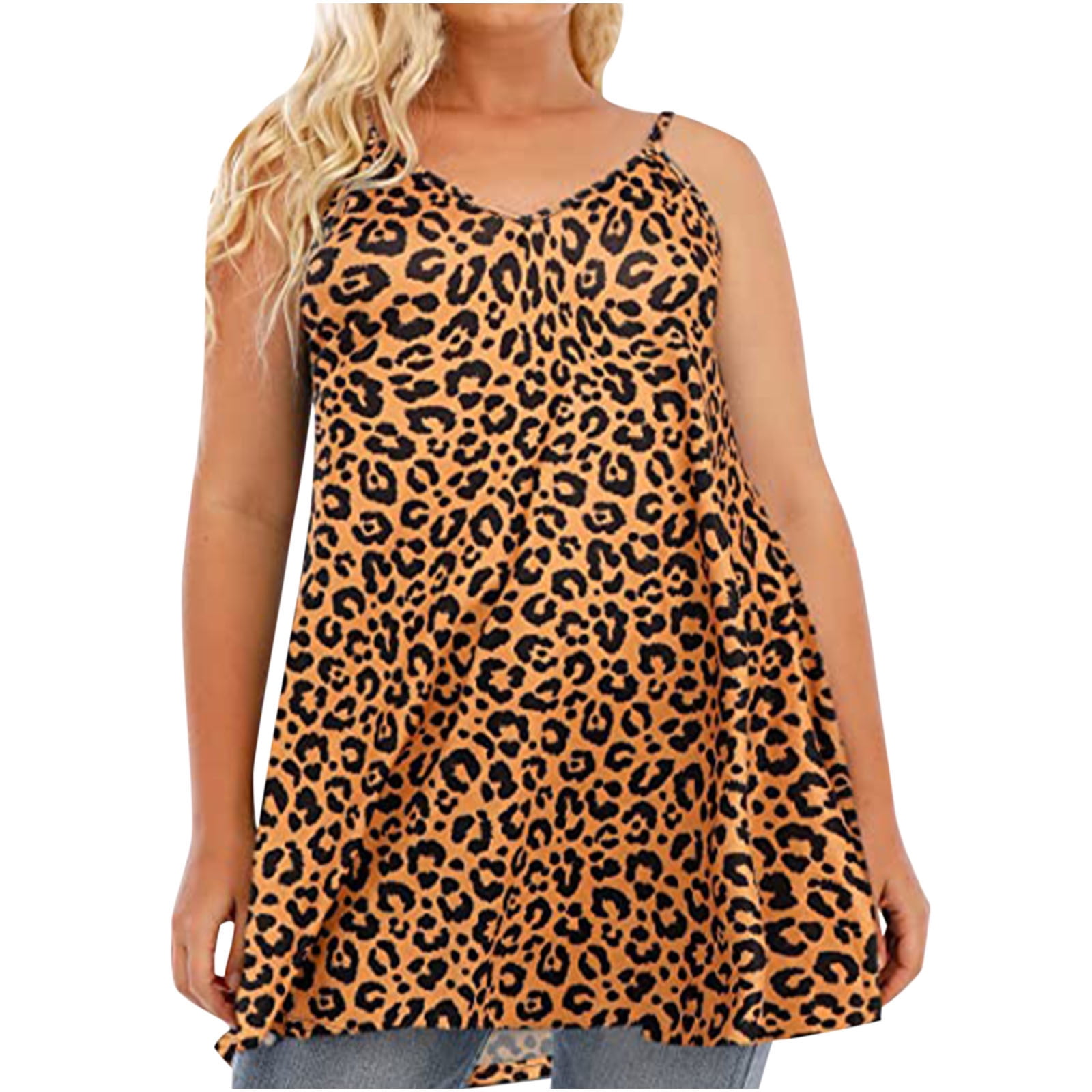 HAPIMO Women's Summer Tank Tops V-Neck Blouse Pleat Flowy Tunic Camisole Tie Dye/Floral/Leopard ...