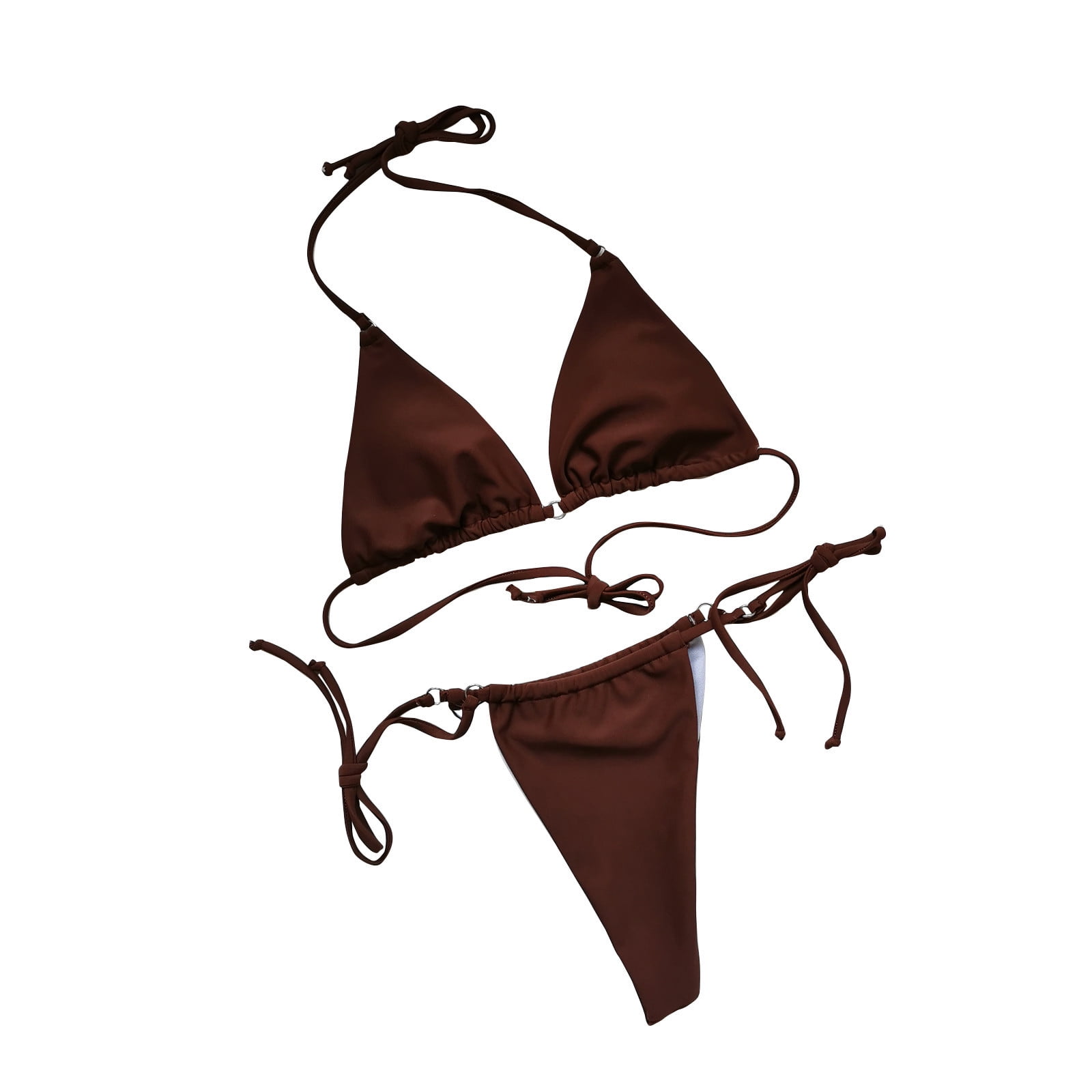 HAPIMO Women's Tiny Bikini Swimsuit Solid Color Beachwear Pleat Bandage ...