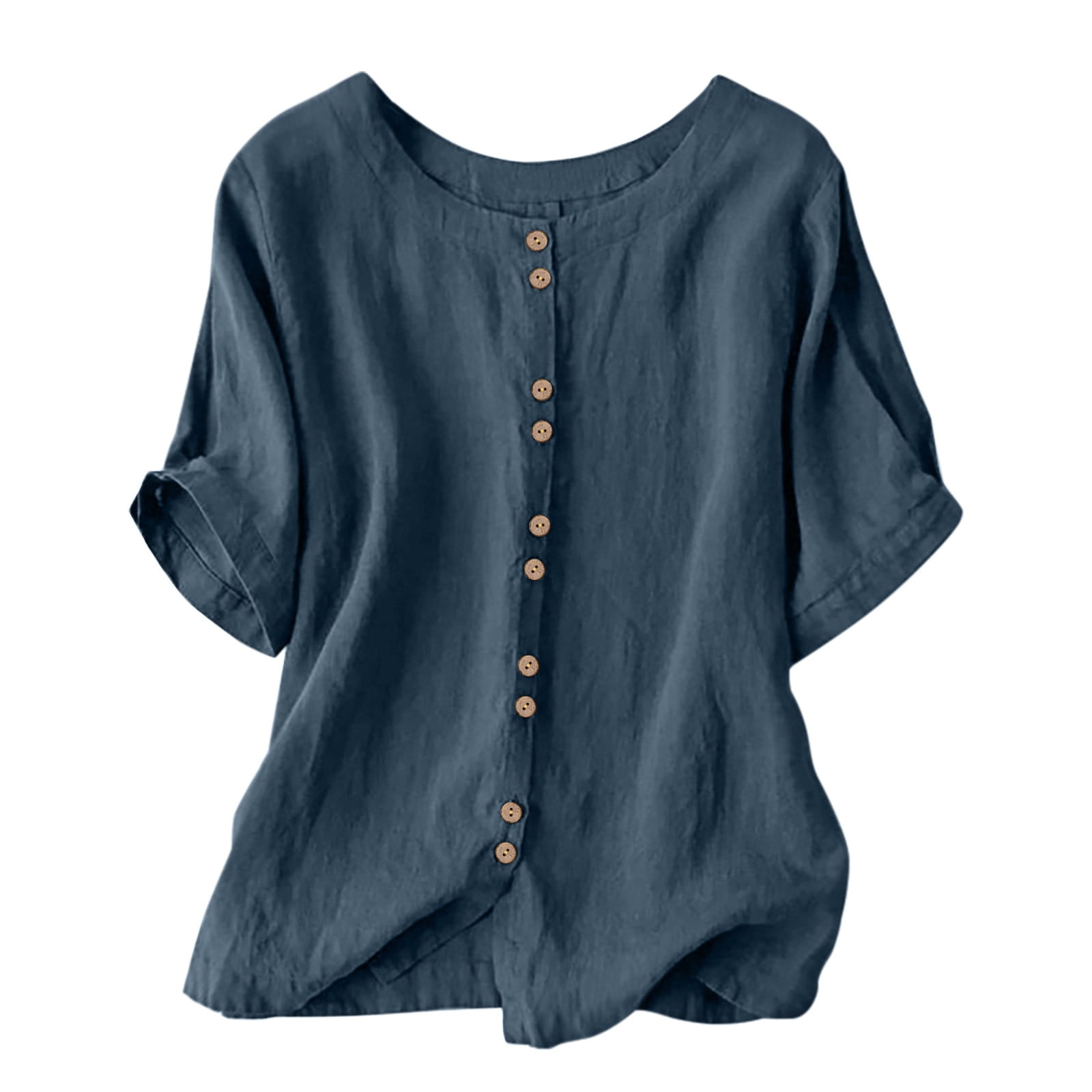 HAPIMO Women's Trendy Cotton Linen Loose Tops Elegant Casual Relaxed Blouses for Teen Girls ...