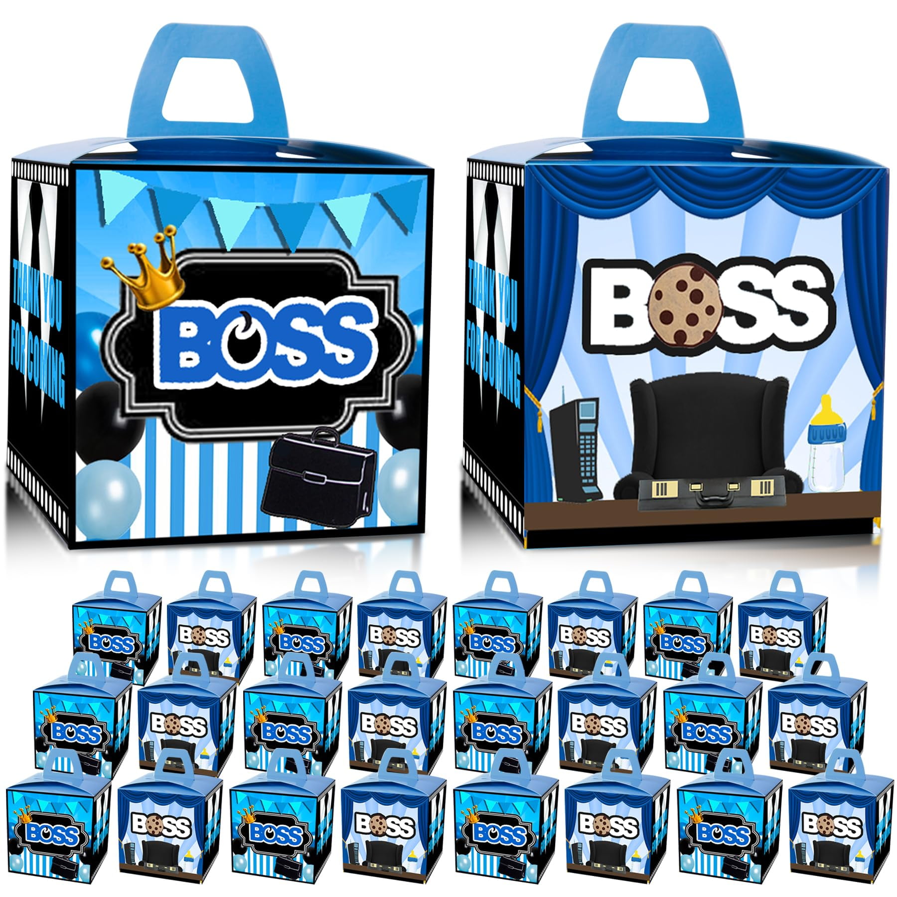 HAPPARTY BOSS Party Favor Boxes 24 PCS,Blue BOSS Boy BABY Gift goodie ...