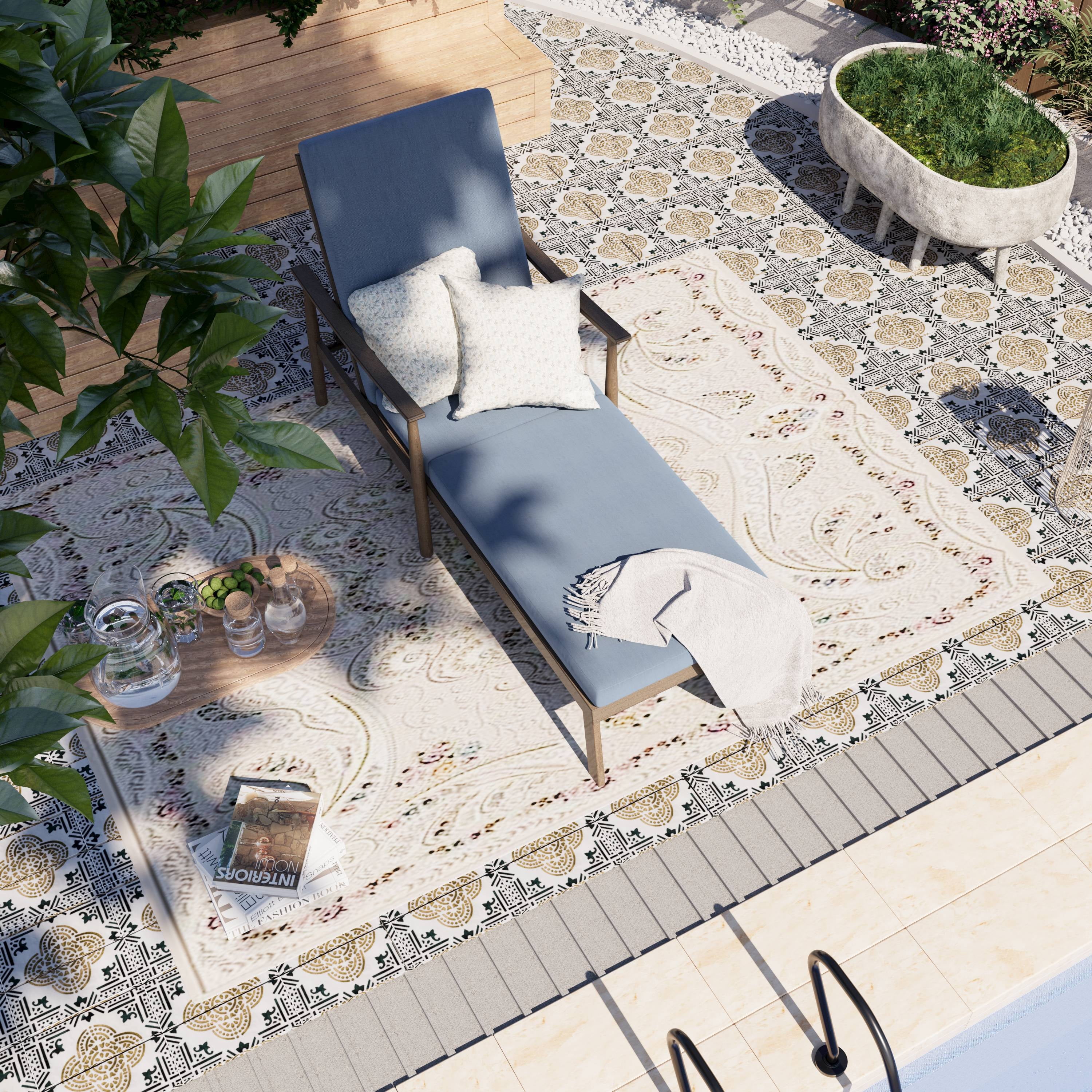 HAPPATIO Outdoor Chaise Lounge Chair - Aluminum Pool Lounge Chair with ...