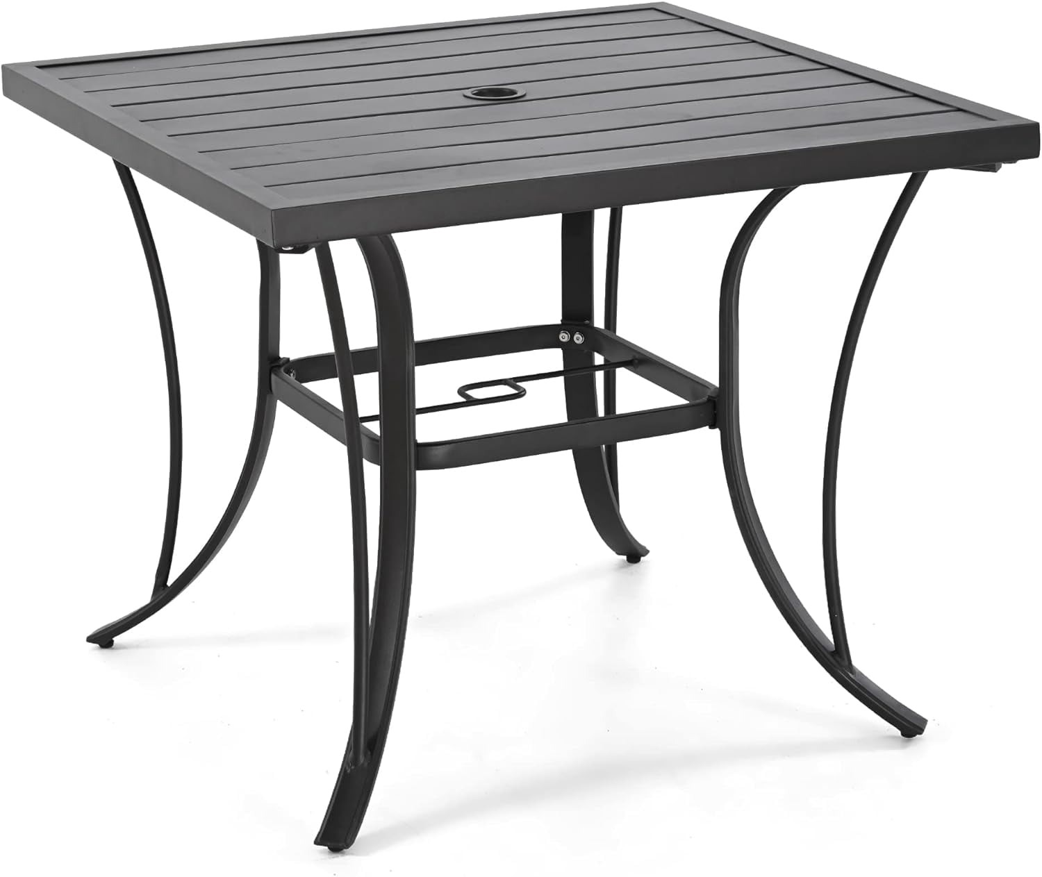 HAPPATIO Patio Dining Table, 4 Person Black Square Patio Backyard ...