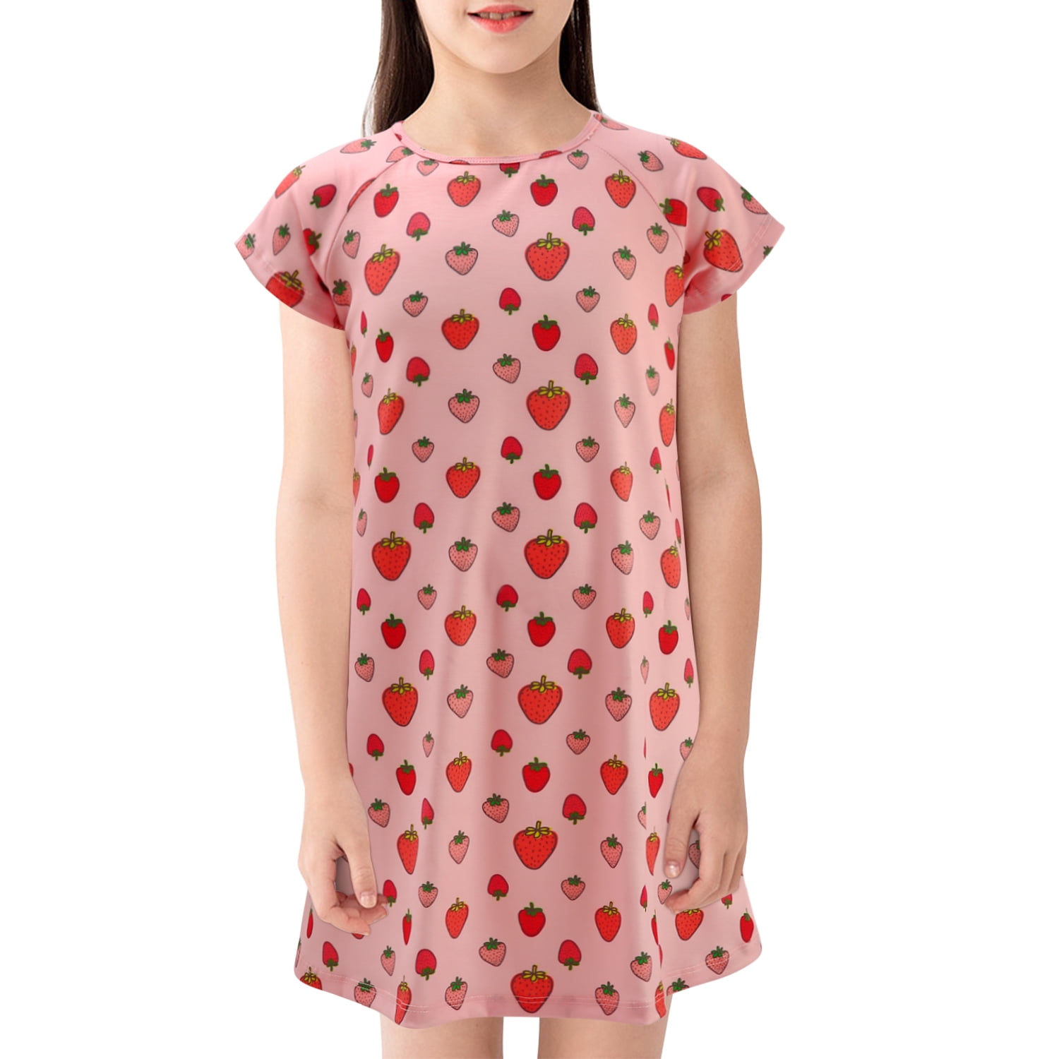 HAPPIERE Girls Sleeping Gowns Nightshirts Pajamas Short Sleeve ...