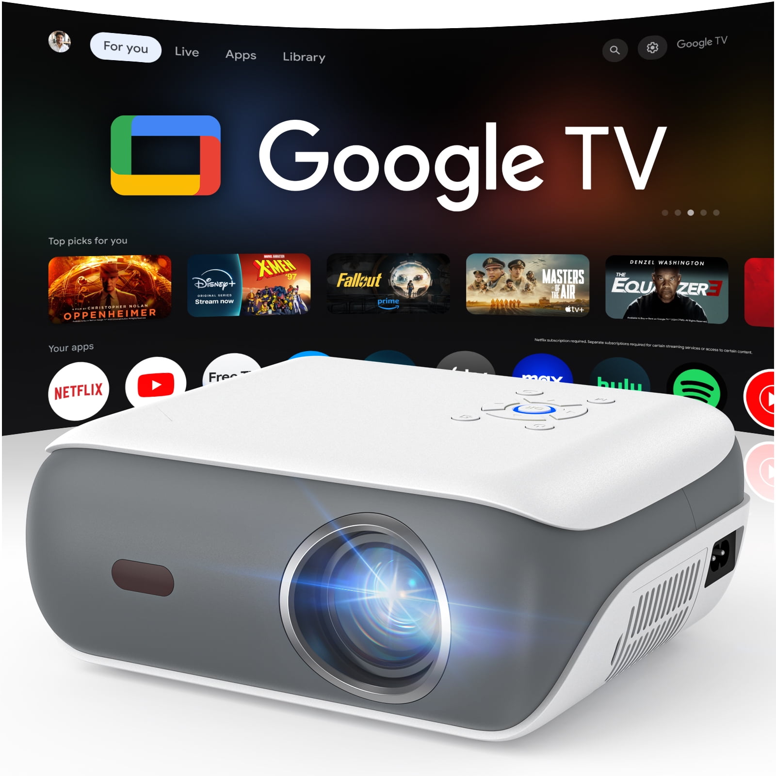Free Shipping! HAPPRUN Smart Projector with Google TV 11.0 Dolby Audio ...