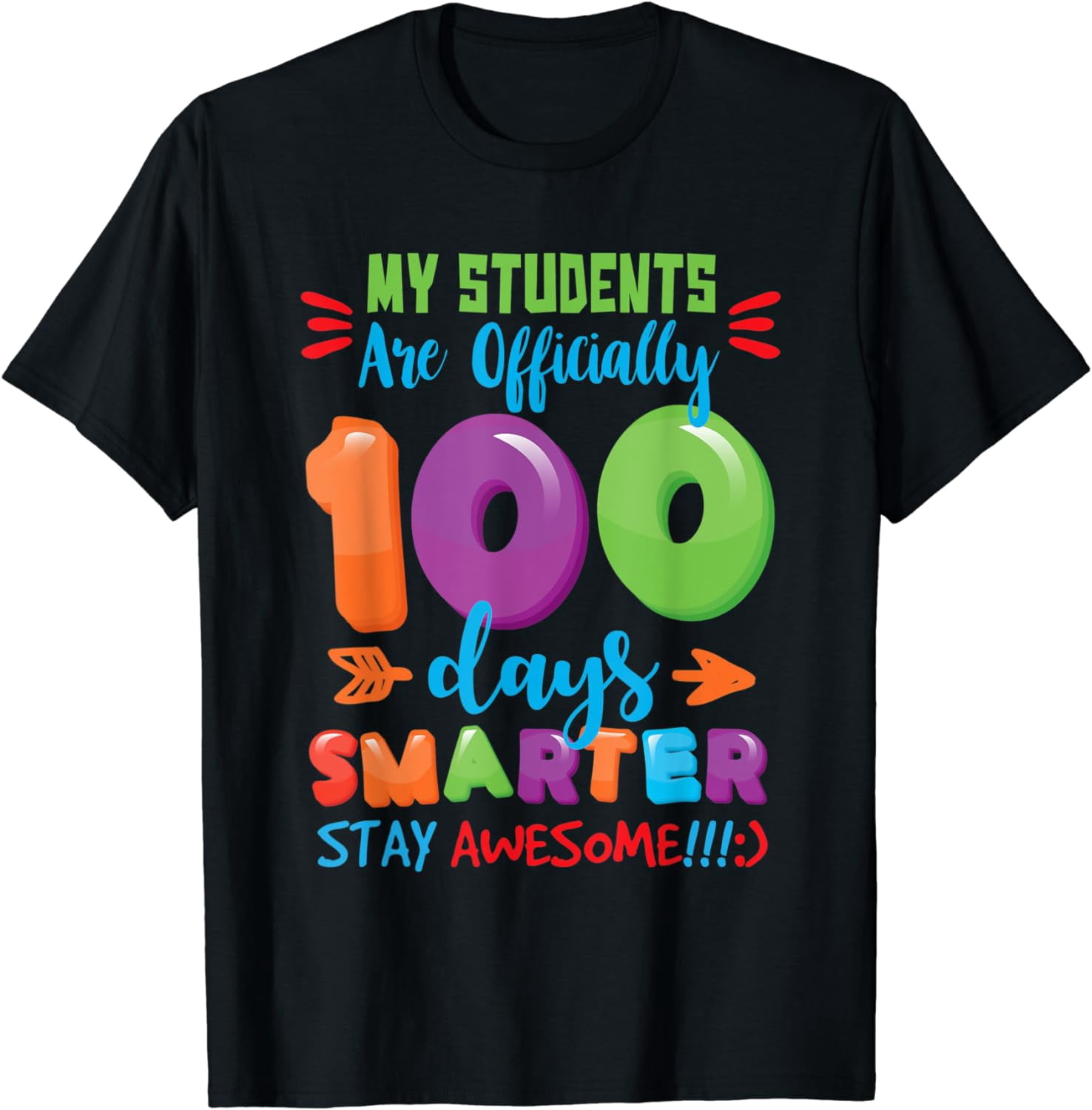 HAPPY 100th DAY of SCHOOL Shirt Teacher Child 100 Days Gift - Walmart.com