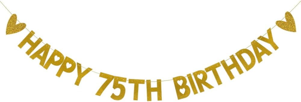 HAPPY 75TH BIRTHDAY Banner,,Gold Paper Glitter Party Decorations for 75 ...