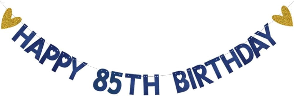 HAPPY 85TH BIRTHDAY Banner,,Blue Paper Glitter Party Decorations for 85 ...