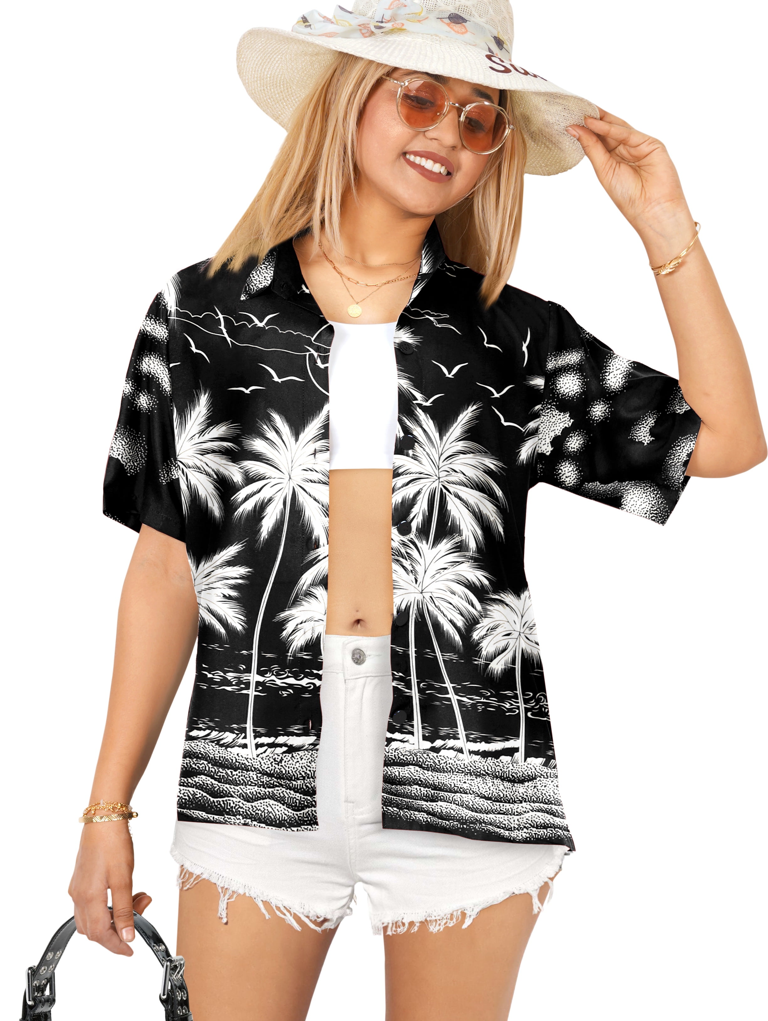 HAPPY BAY Button Down Shirt for Women Casual Summer Beach Party Blouses ...