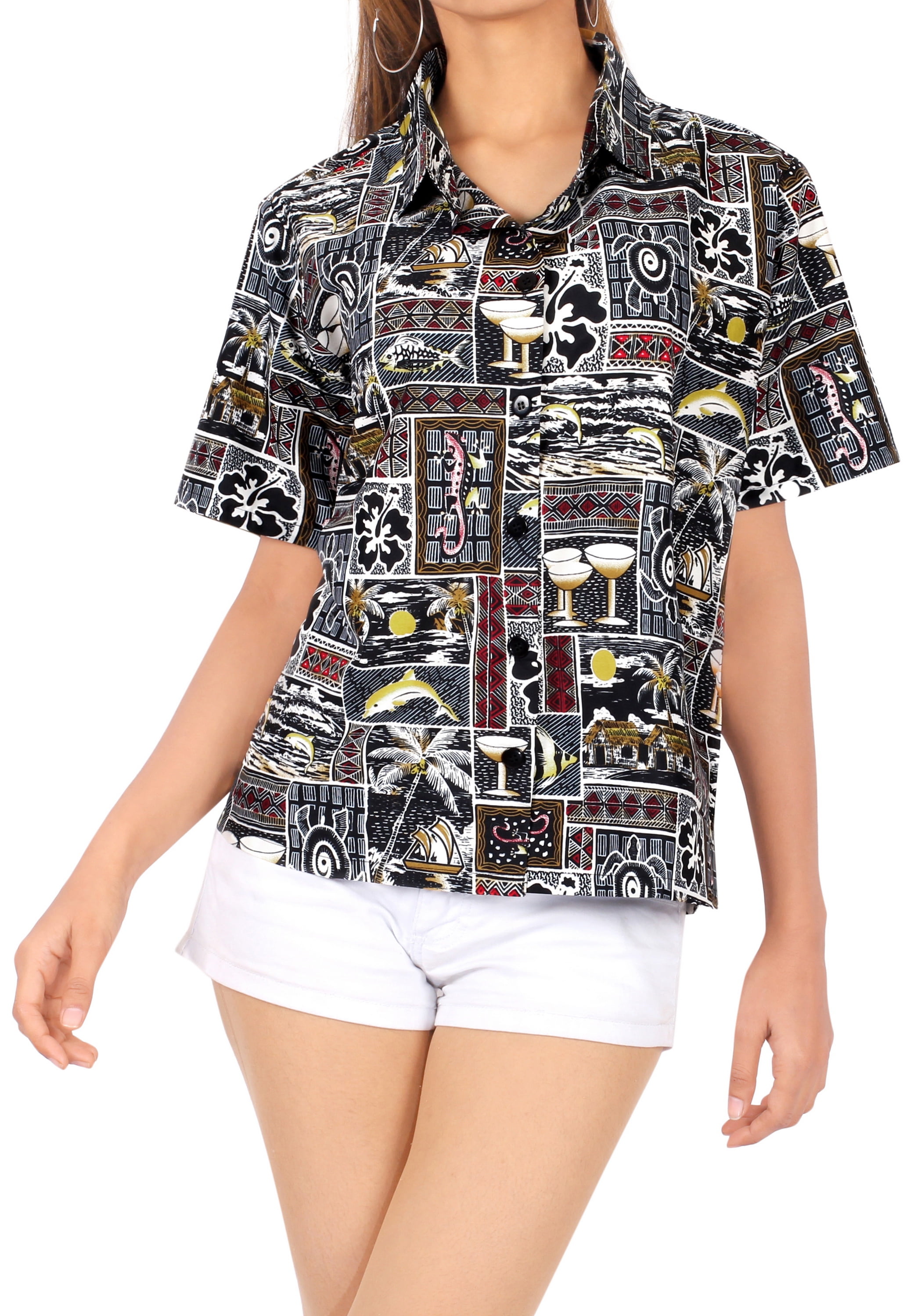 HAPPY BAY Button Down Shirt for Women Casual Summer Beach Party Short ...