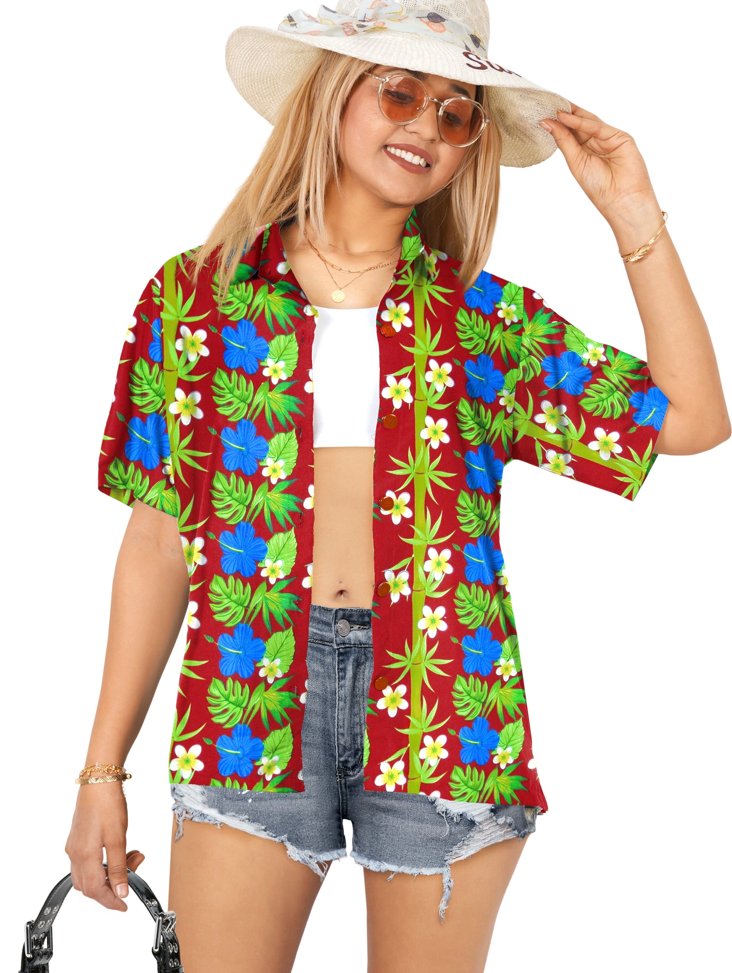 HAPPY BAY Button Down Shirt for Women Floral Summer Beach Party Blouse ...