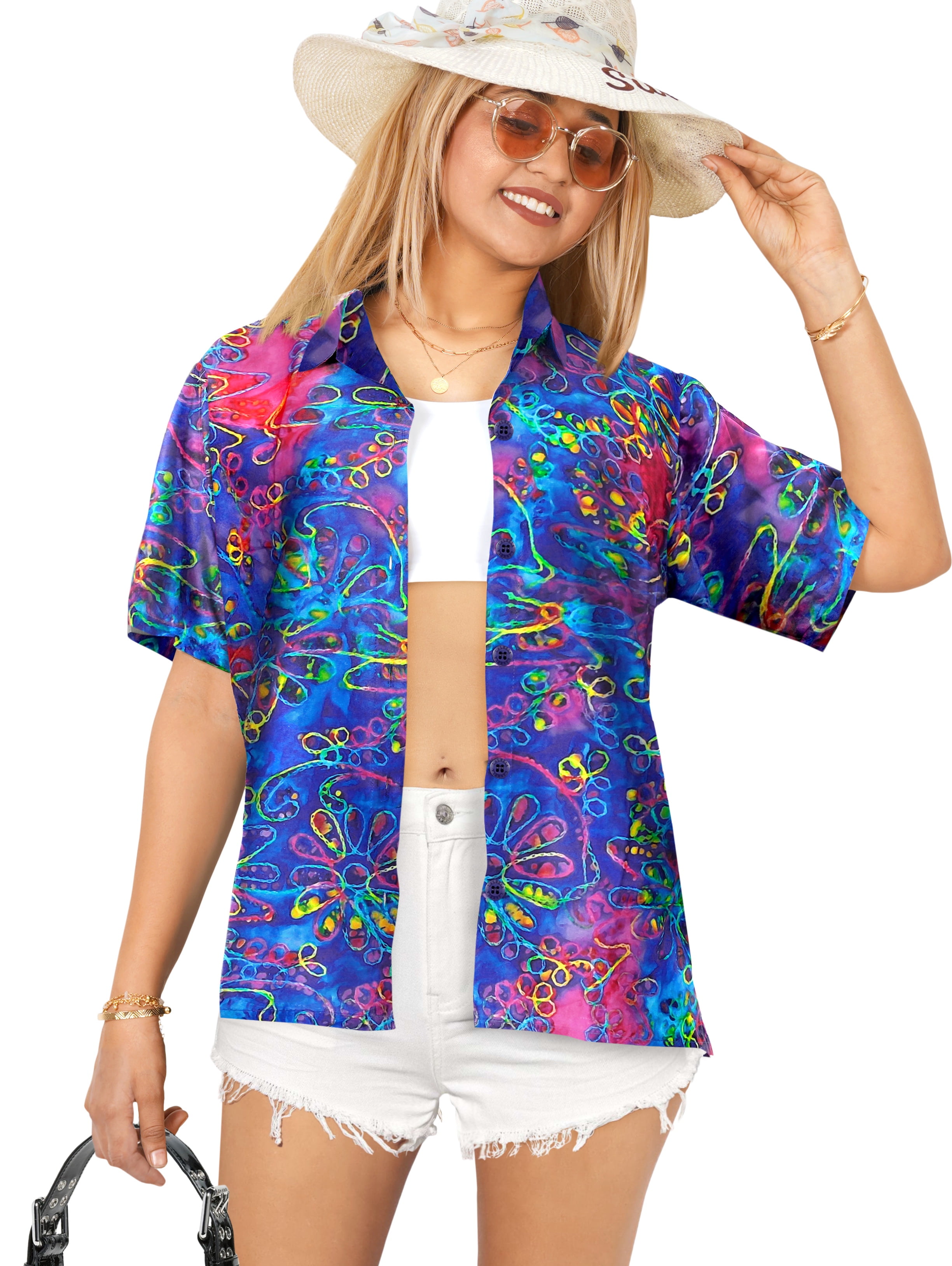 HAPPY BAY Button Down Shirt for Women Floral Summer Beach Party Blouses ...
