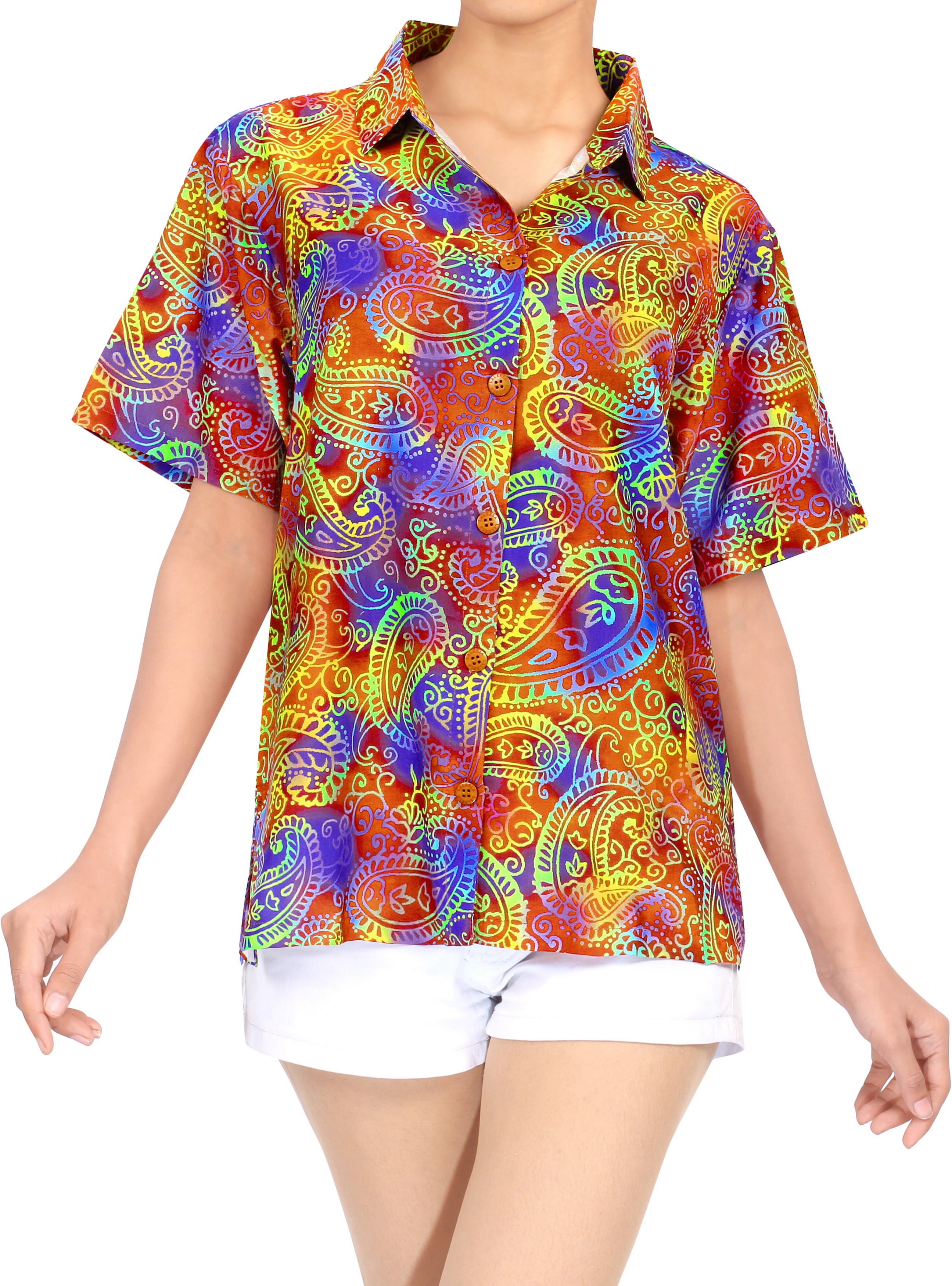 HAPPY BAY Hawaiian Shirts Womens Casual Summer Button Down Beach Party ...