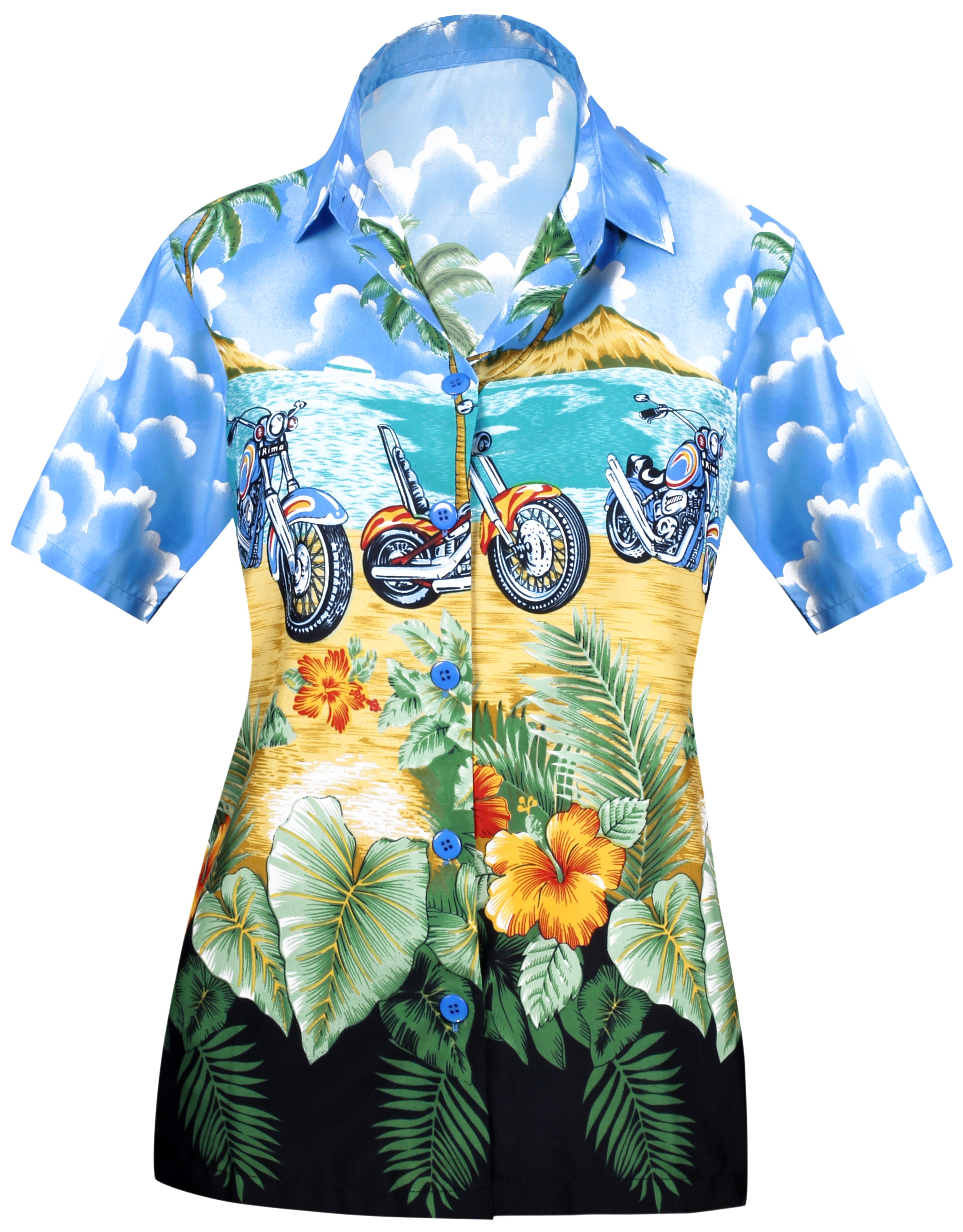 HAPPY BAY Hawaiian Shirts Womens Floral Summer Beach Party Blouse Shirt ...