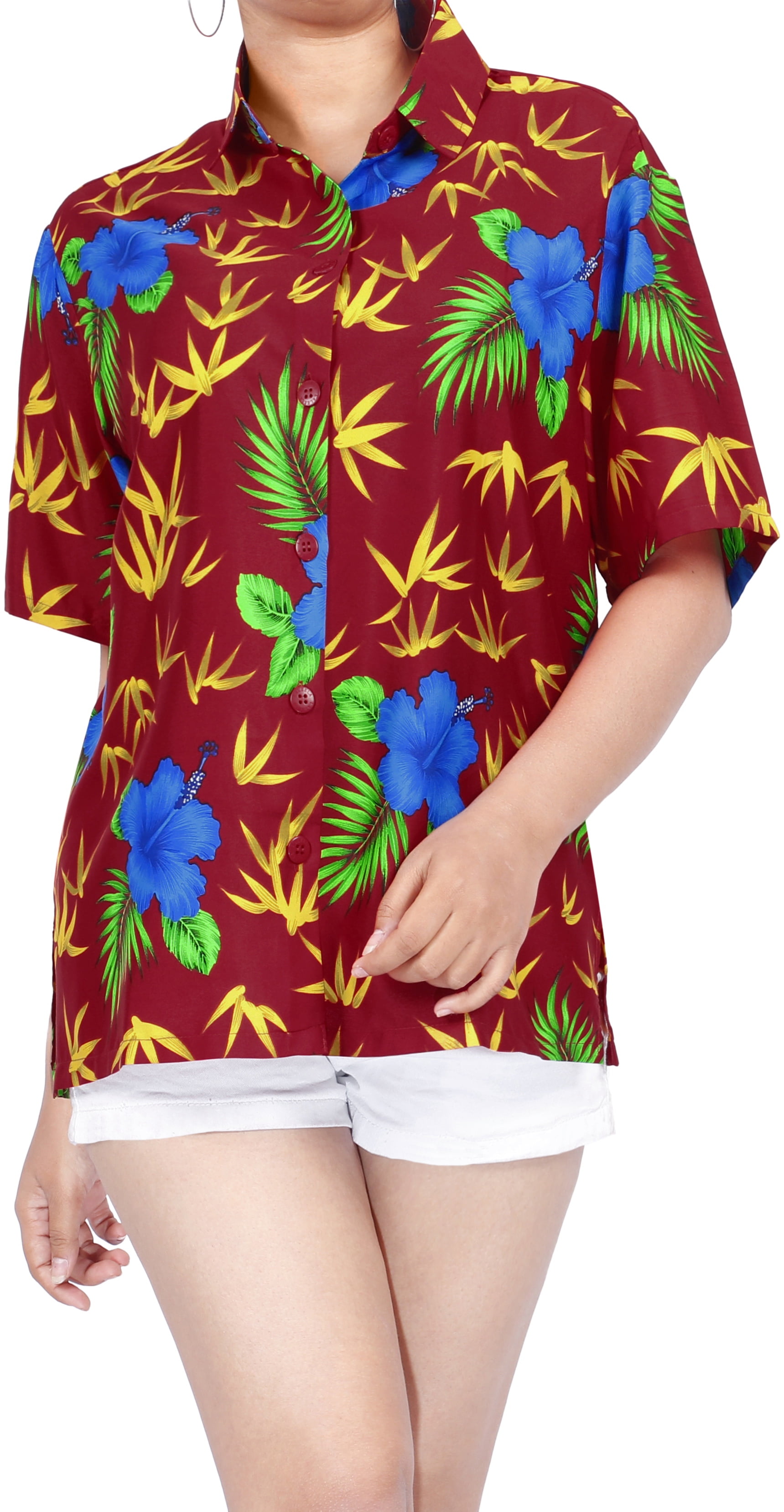HAPPY BAY Hawaiian Shirts Womens Summer Beach Party Blouse Shirt T ...