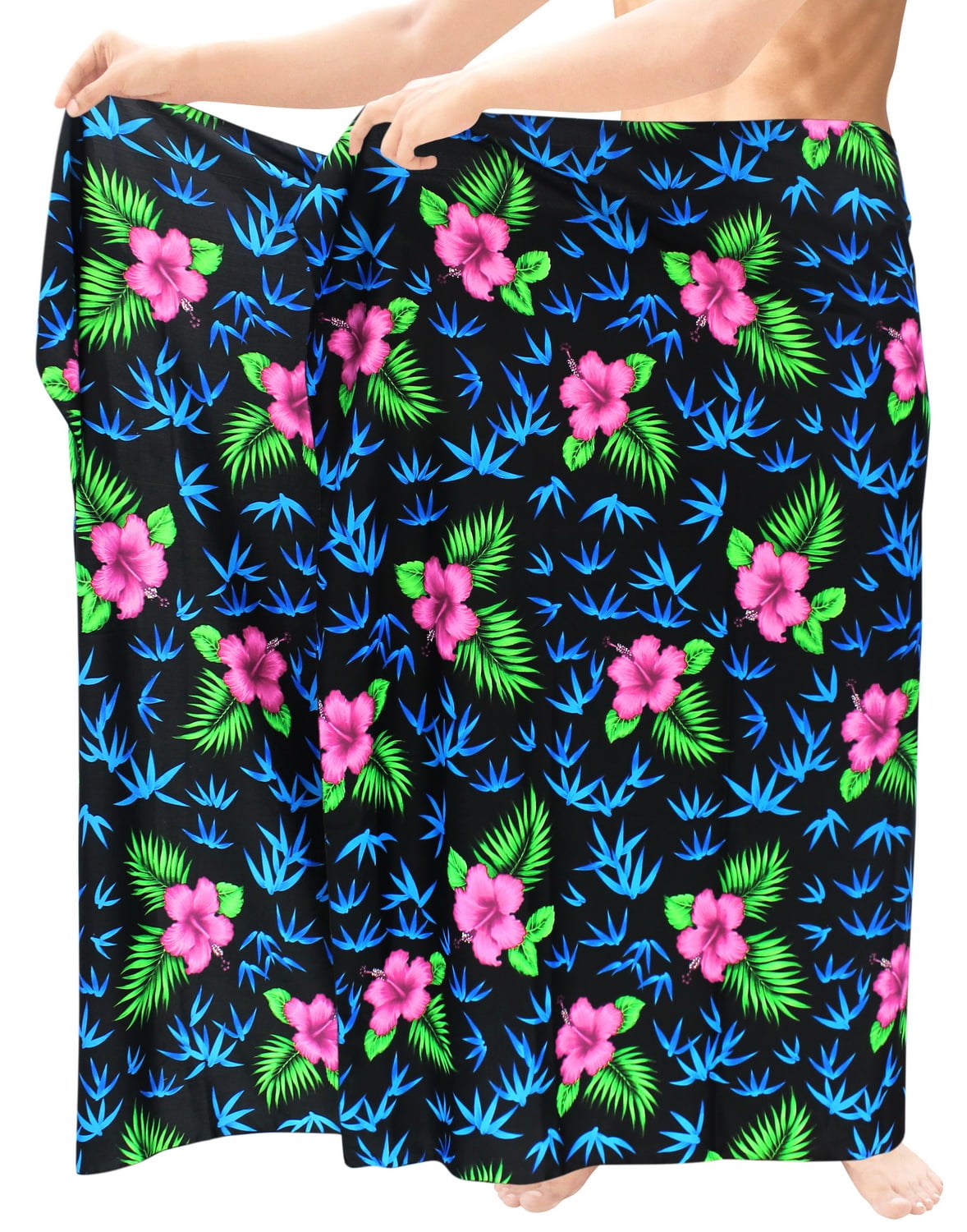 HAPPY BAY Men's Bath Trunk Beachwear Sarong Shower Wrap One Size Black ...