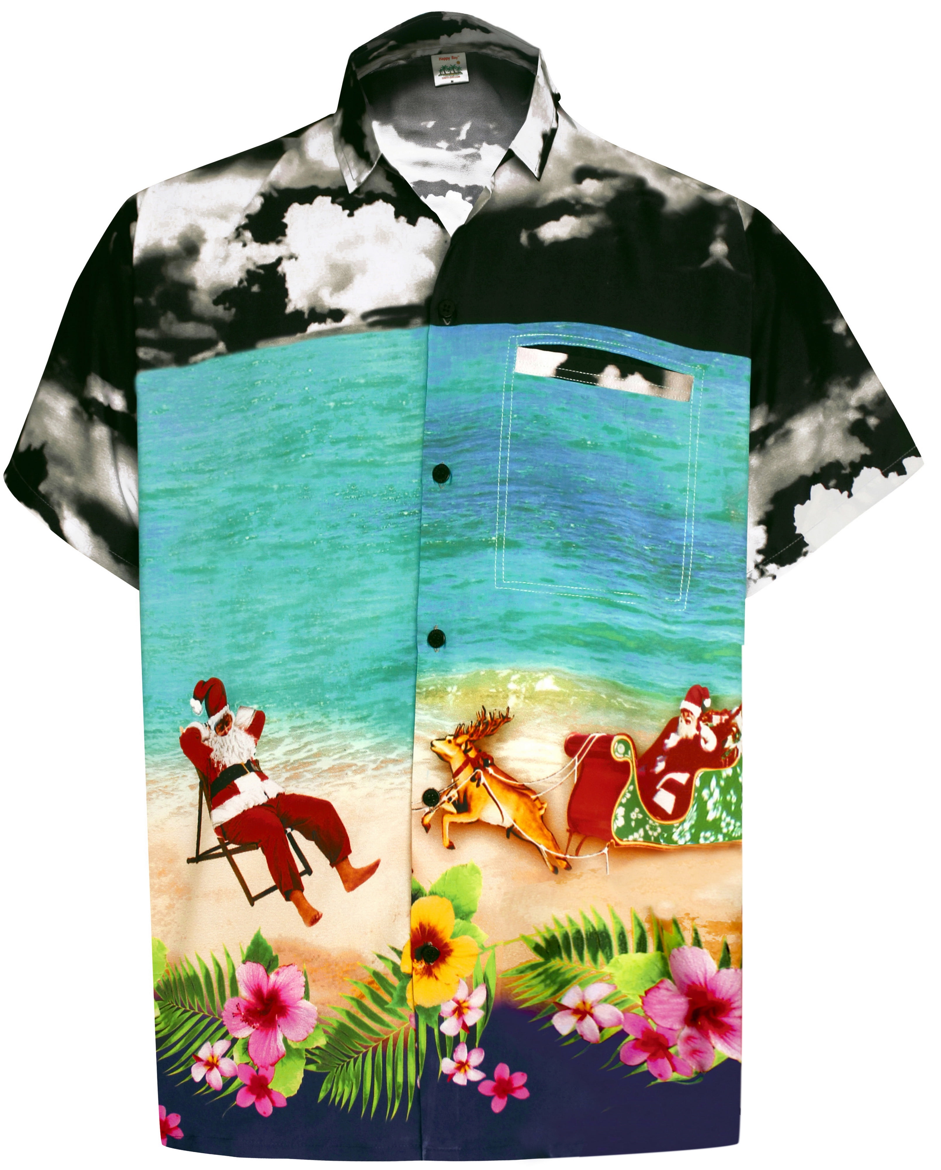HAPPY BAY Men's Beach Short Sleeve Funky Christmas Party Dress Shirt ...