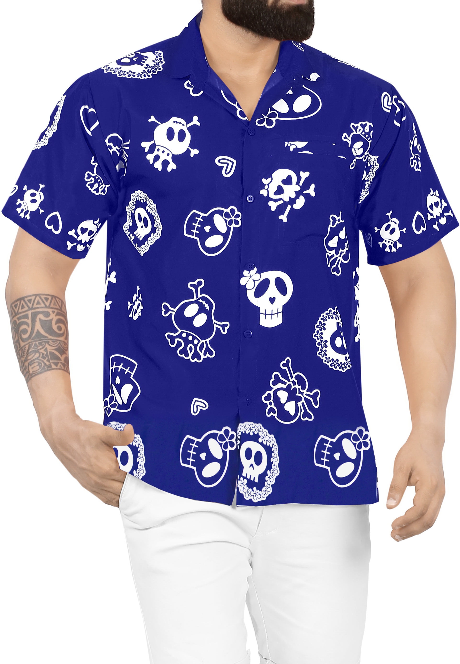 HAPPY BAY Men's Hawaiian Button Down Short Sleeve Summer Caribbean ...