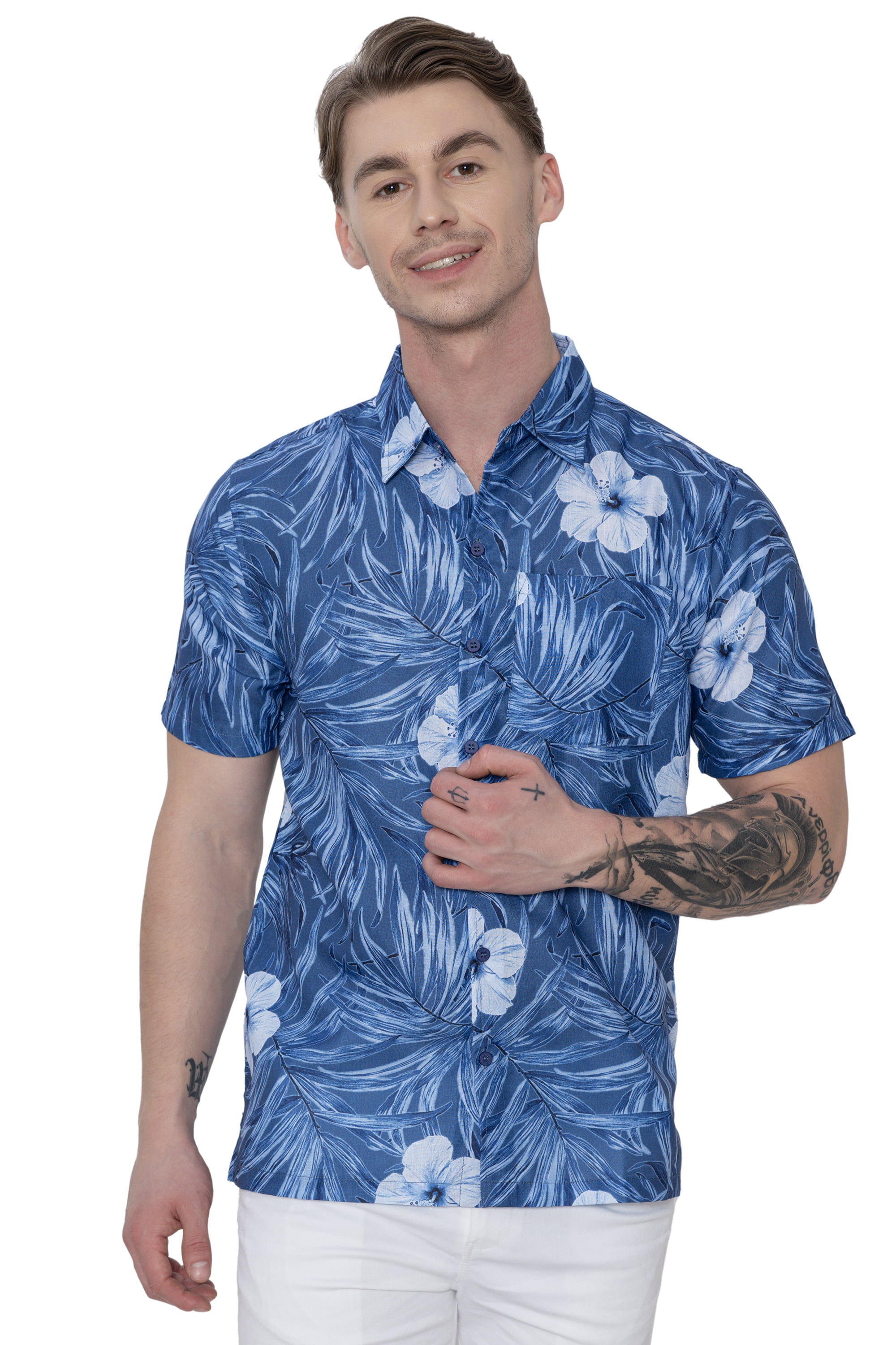 HAPPY BAY Men's Hawaiian Shirt Fashion Button Down Short Sleeves ...