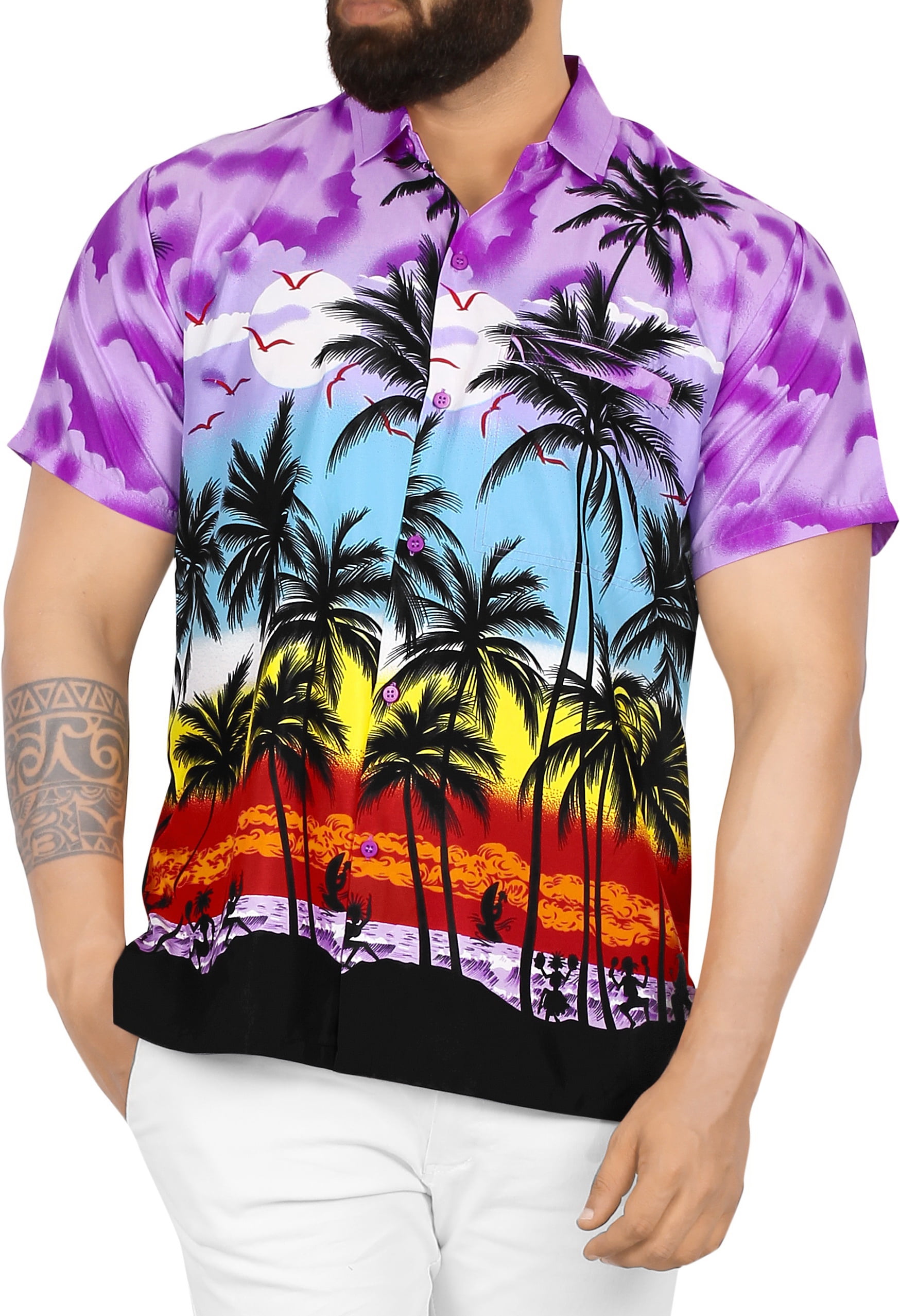 HAPPY BAY Men's Hawaiian Shirts Short Sleeve Button Down Shirt Men's ...