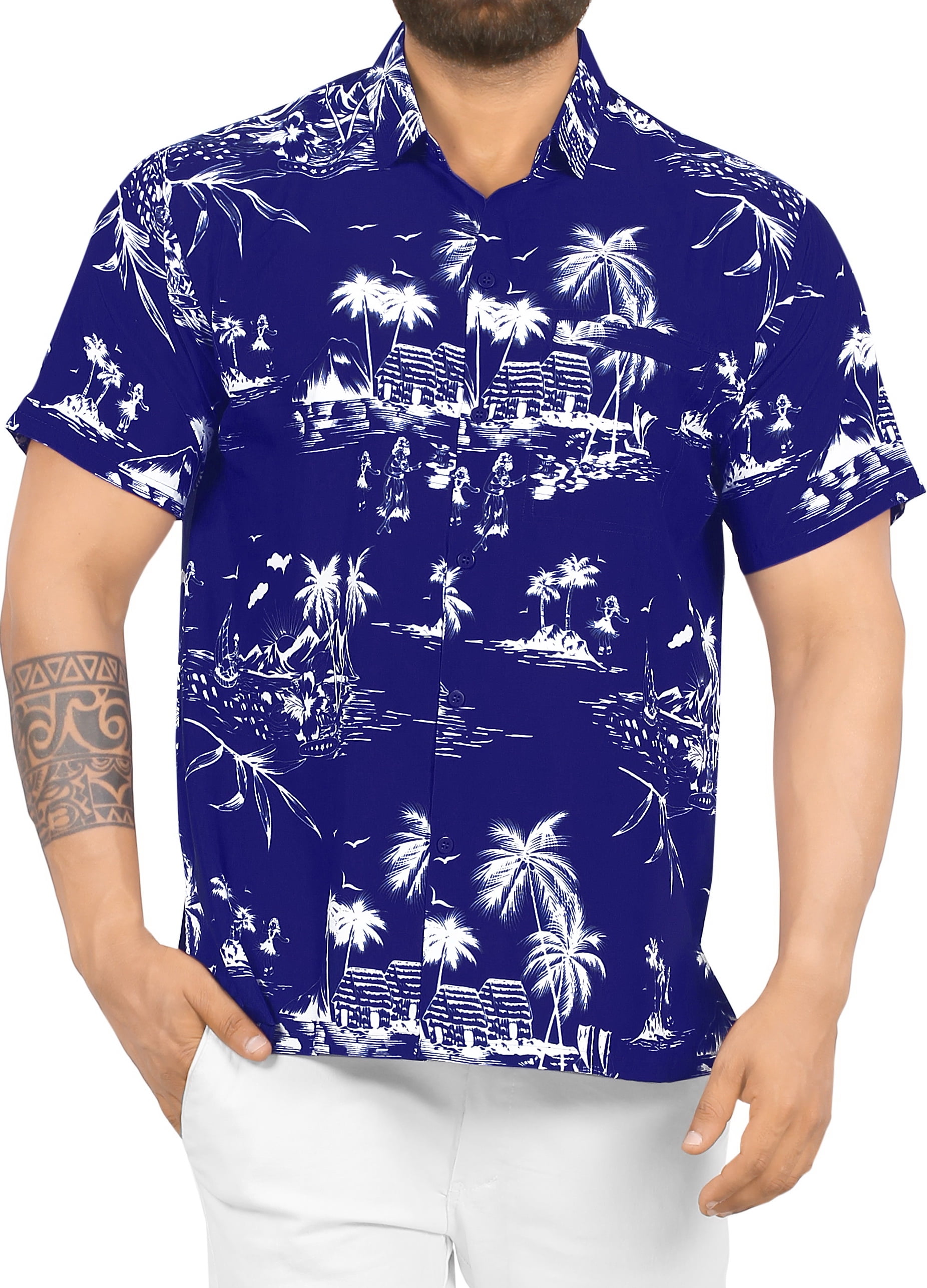 HAPPY BAY Men's Hawaiian Shirts Short Sleeve Button Down Shirt Men's ...