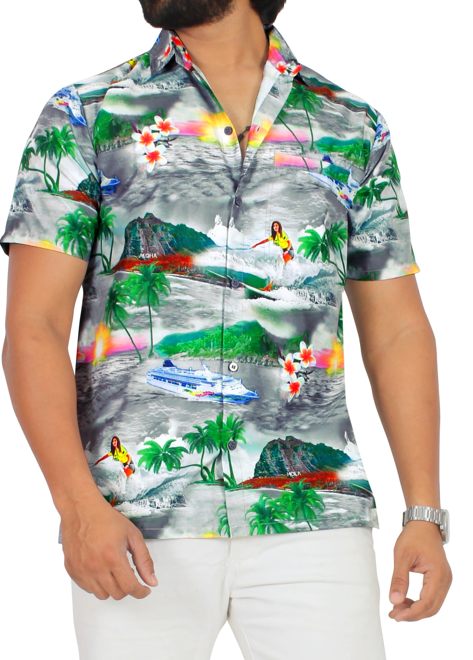 HAPPY BAY Men's Hawaiian Shirts Short Sleeve Button Down Shirt Men's ...