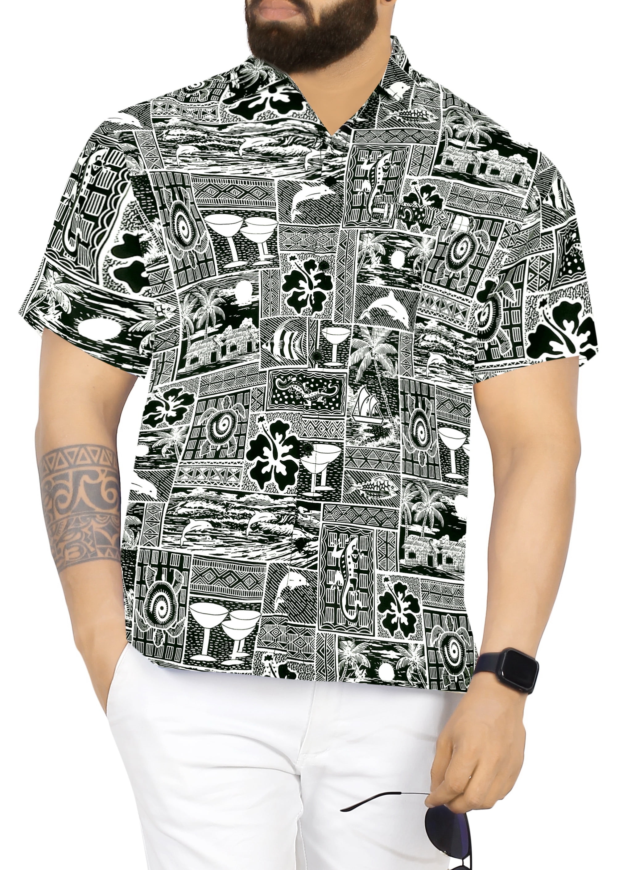 HAPPY BAY Men's Hawaiian Shirts Short Sleeve Button Down Shirt Men's ...